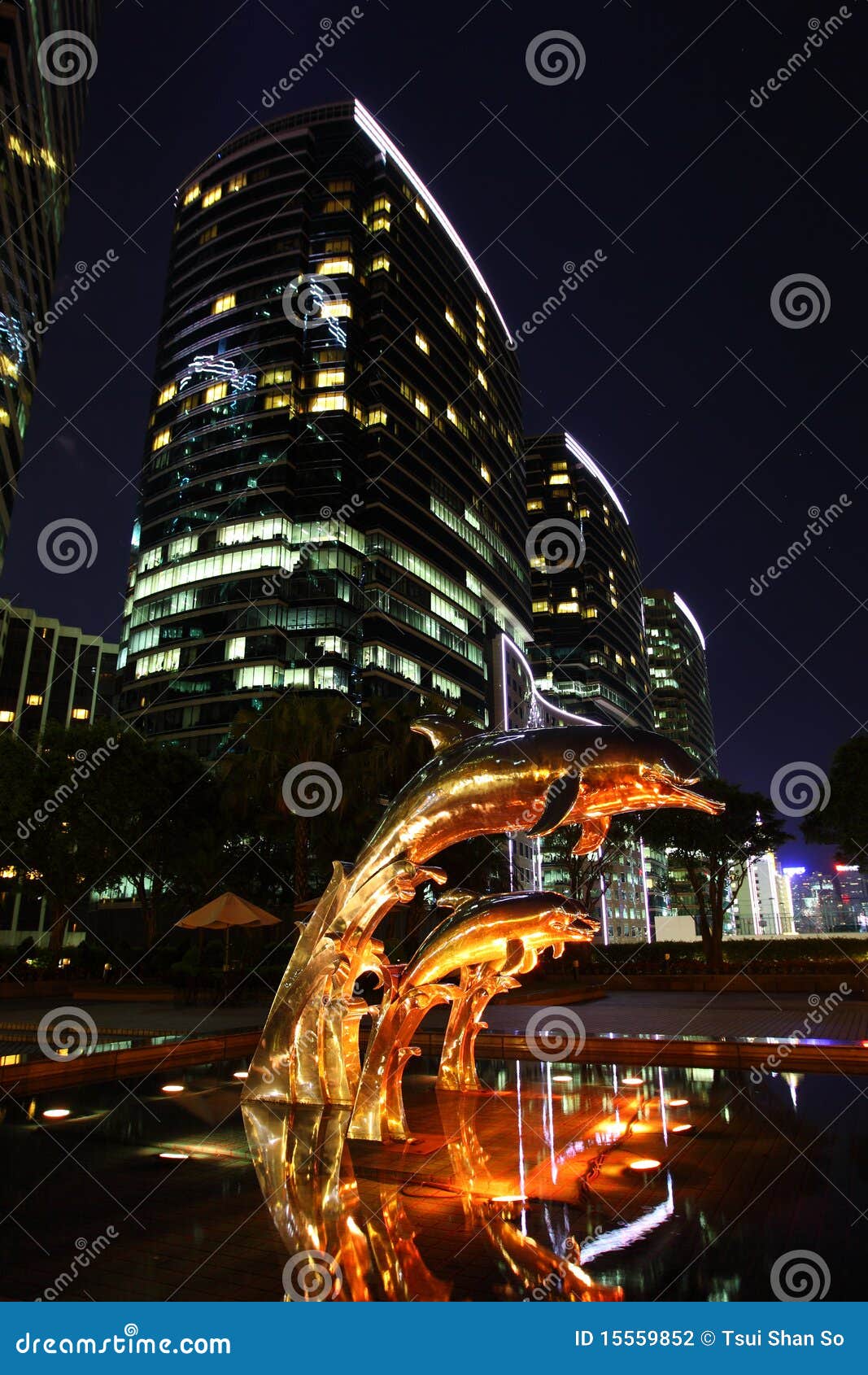 Commercial Building at Night Stock Photo - Image of gold, commercial ...