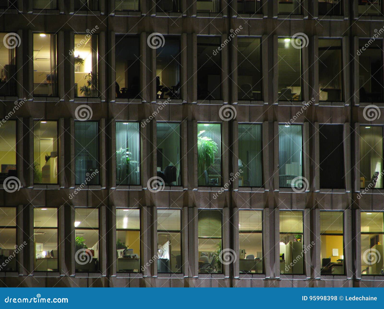 Commercial Building in the Night Stock Photo - Image of night, squares ...