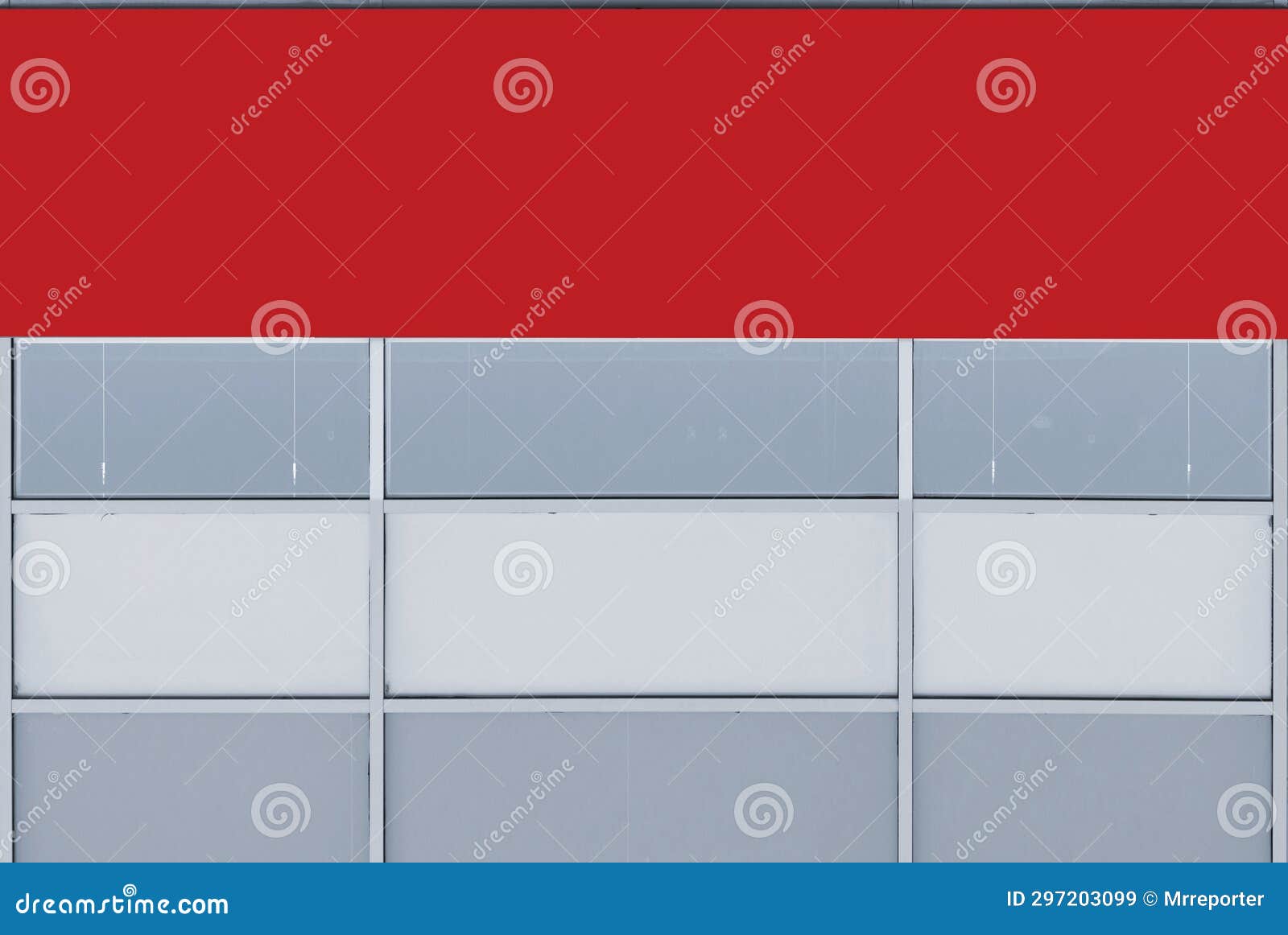 Commercial Building with Red Banner Signboard Stock Image - Image of ...