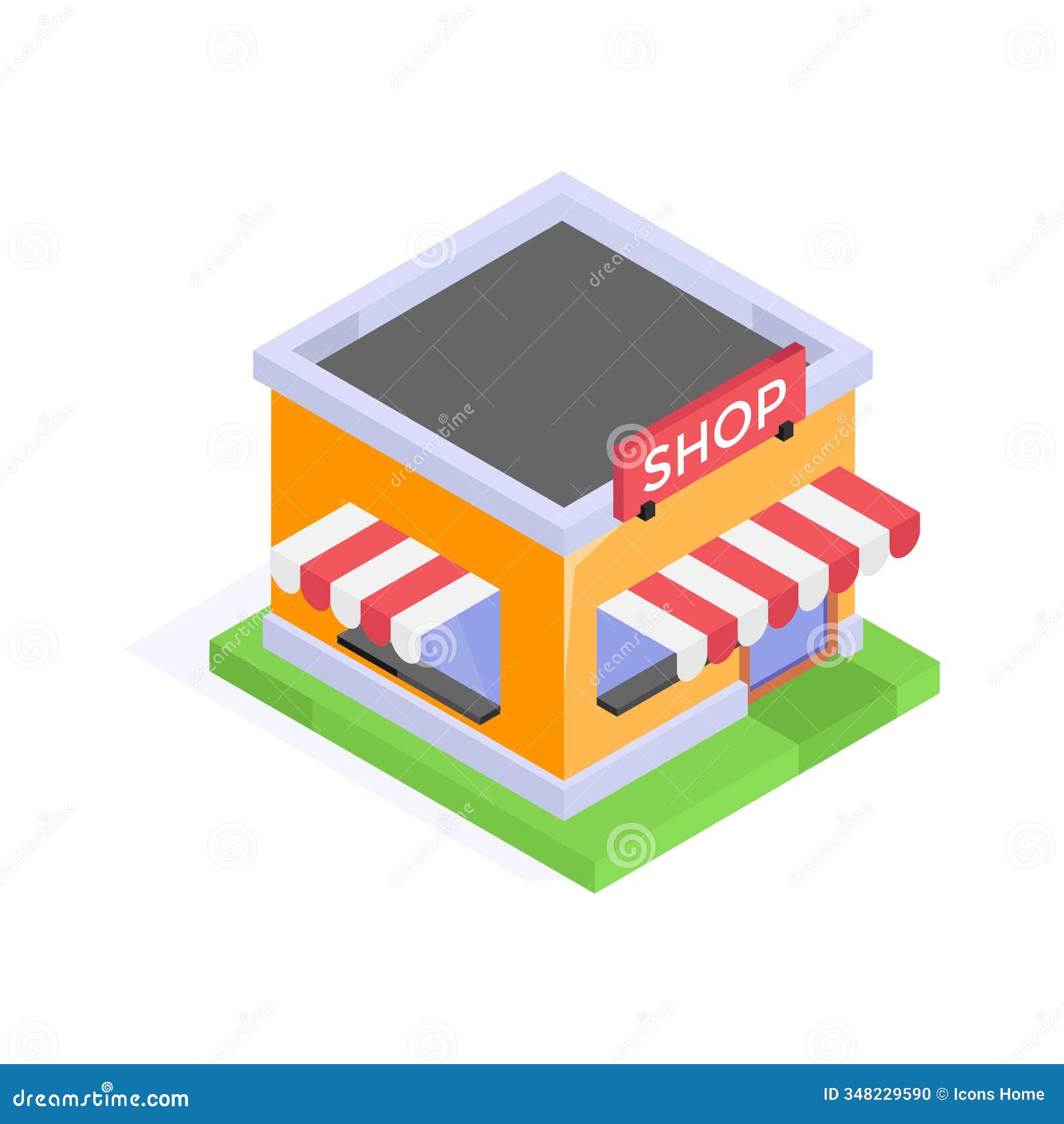 A Commercial Building, Shop in Isometric Design Style Stock ...