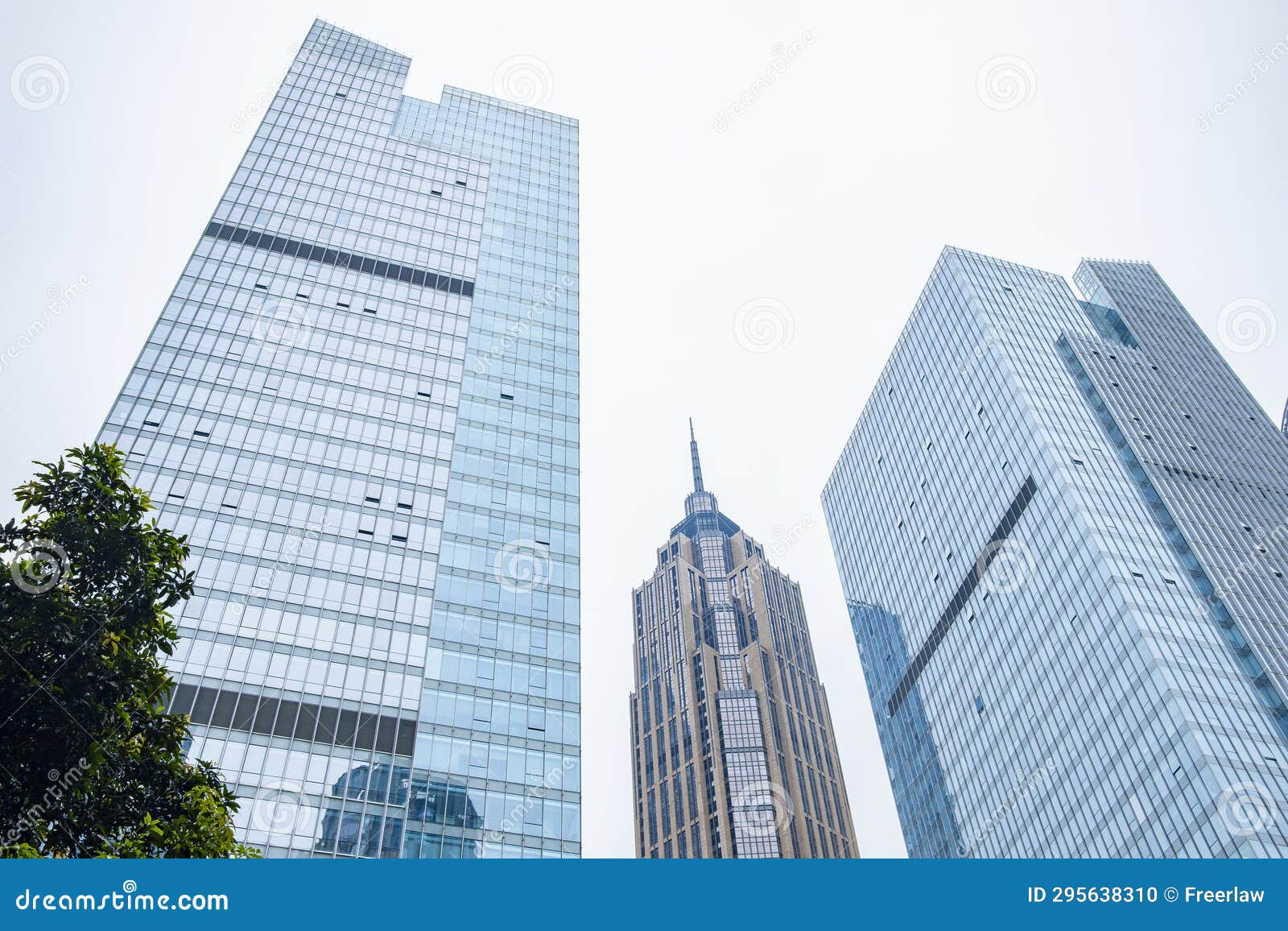 Commercial Buildings in Cloudy Day Horizontal Composition Stock Photo ...
