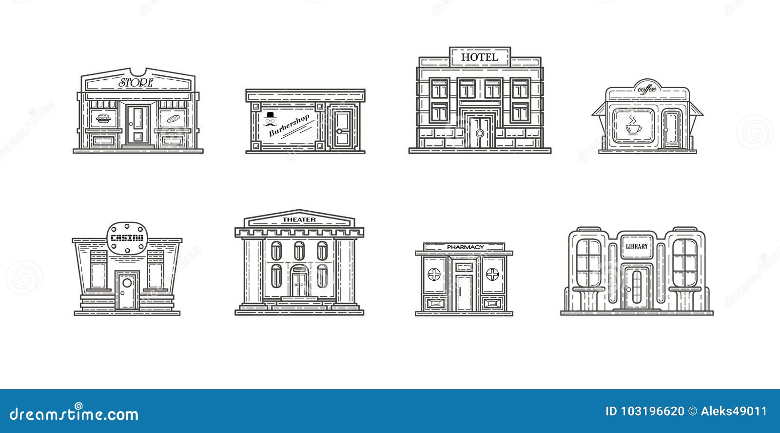 Commercial Buildings, Drawings, Vector Stock Vector - Illustration of ...