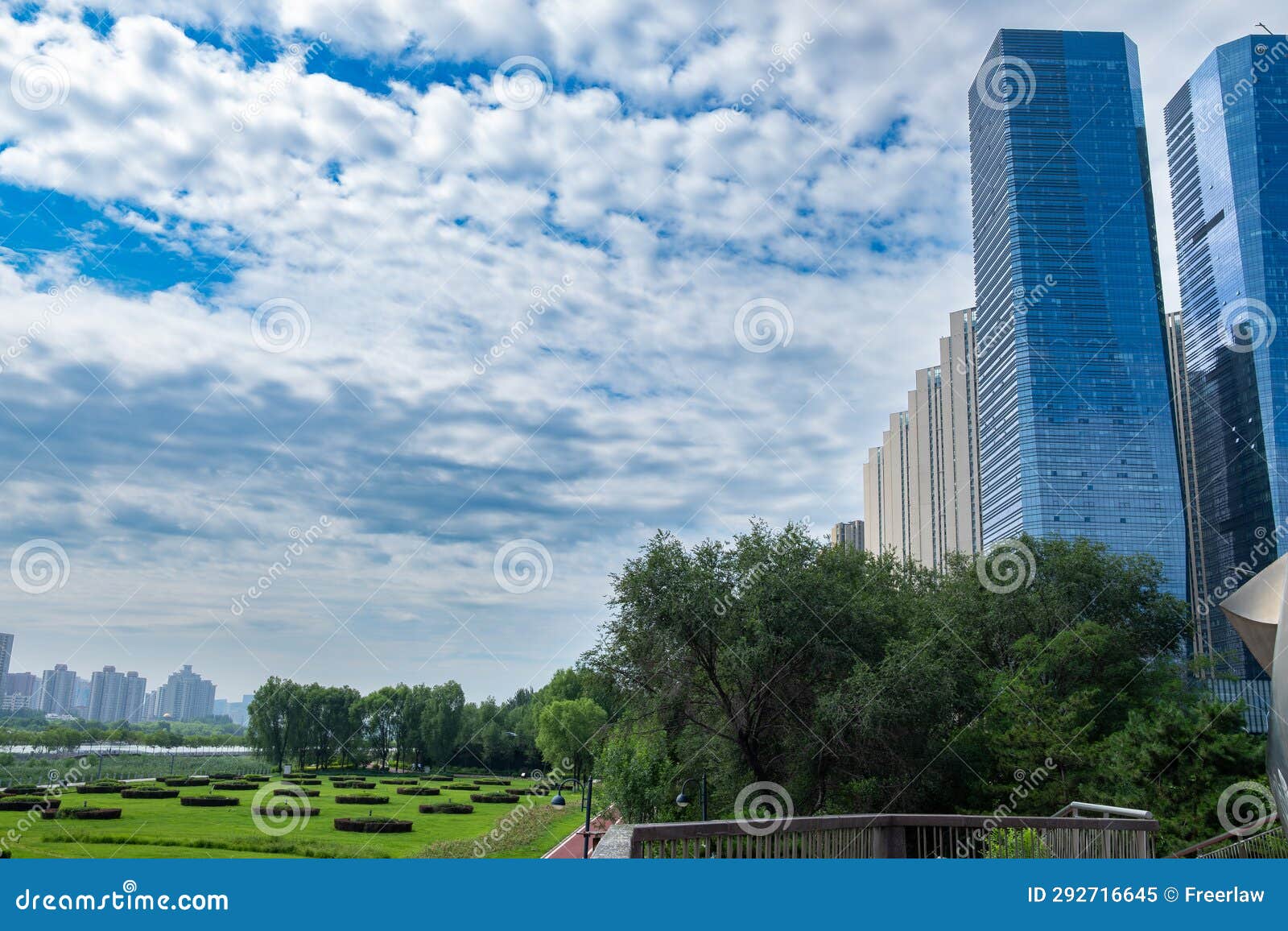 Commercial Buildings Under Blue Sky at Horizontal Composition Stock ...