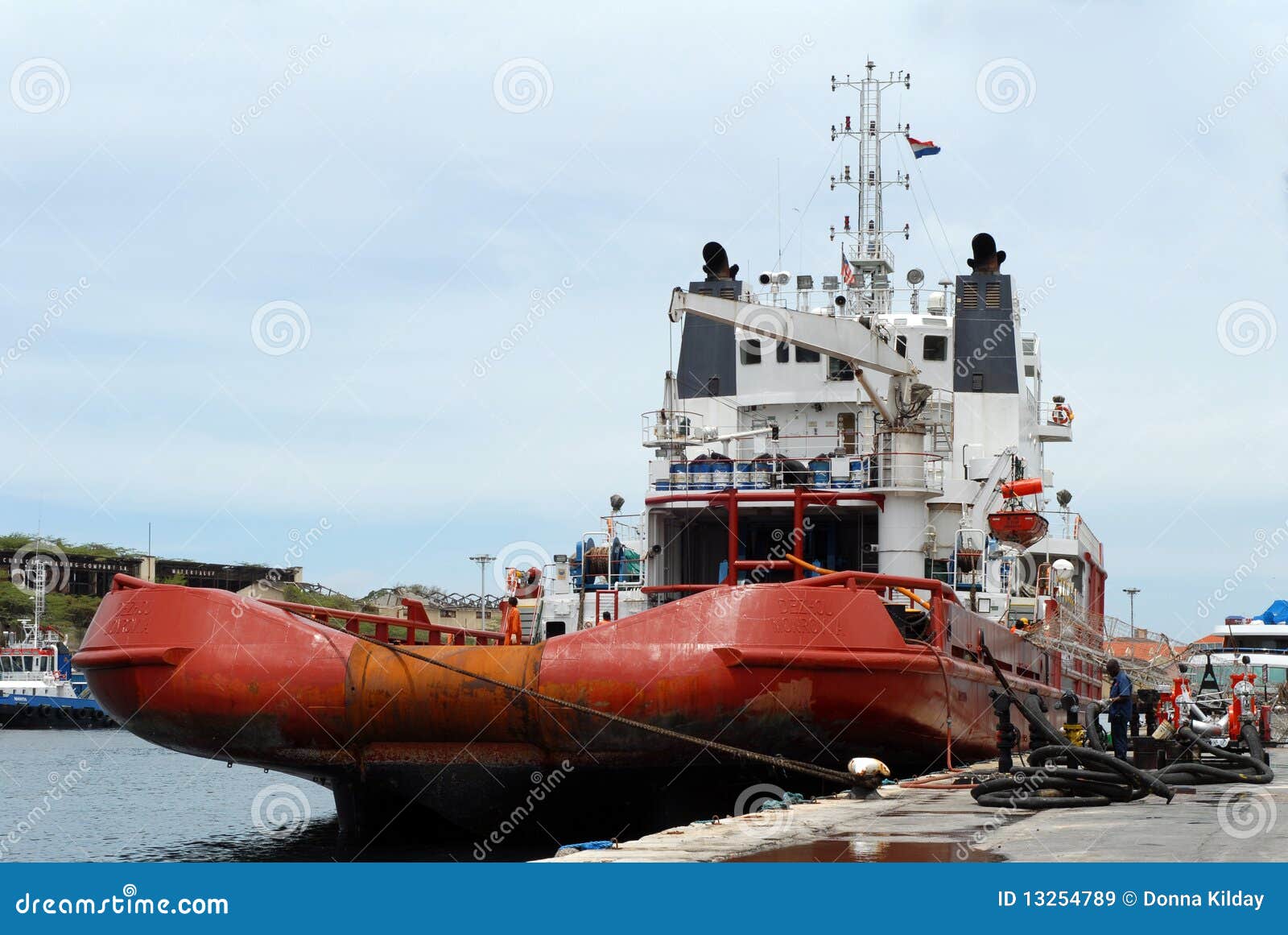 Commercial cargo ship editorial stock image. Image of worker - 13254789