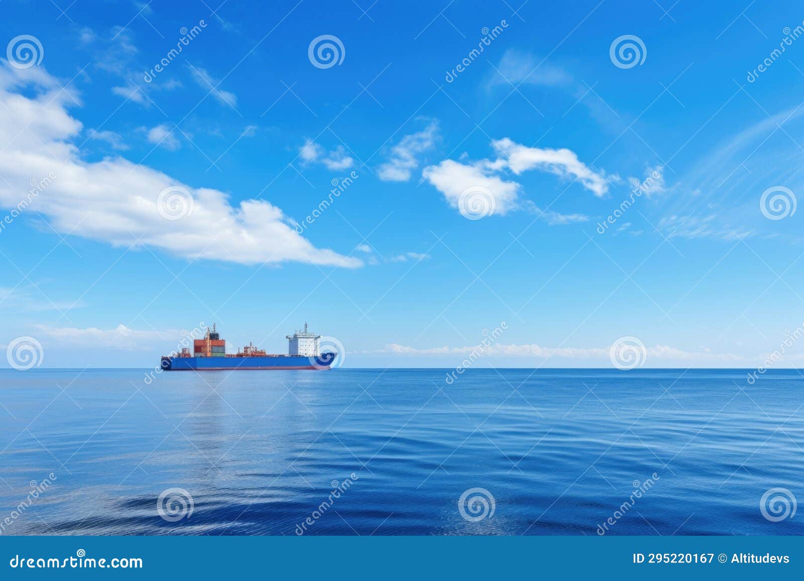 Commercial Cargo Ship on a Blue Ocean Stock Image - Image of ...