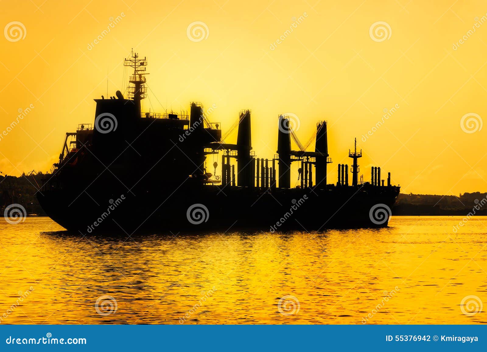 Commercial Cargo Ship at Sunset Stock Photo - Image of industrial ...