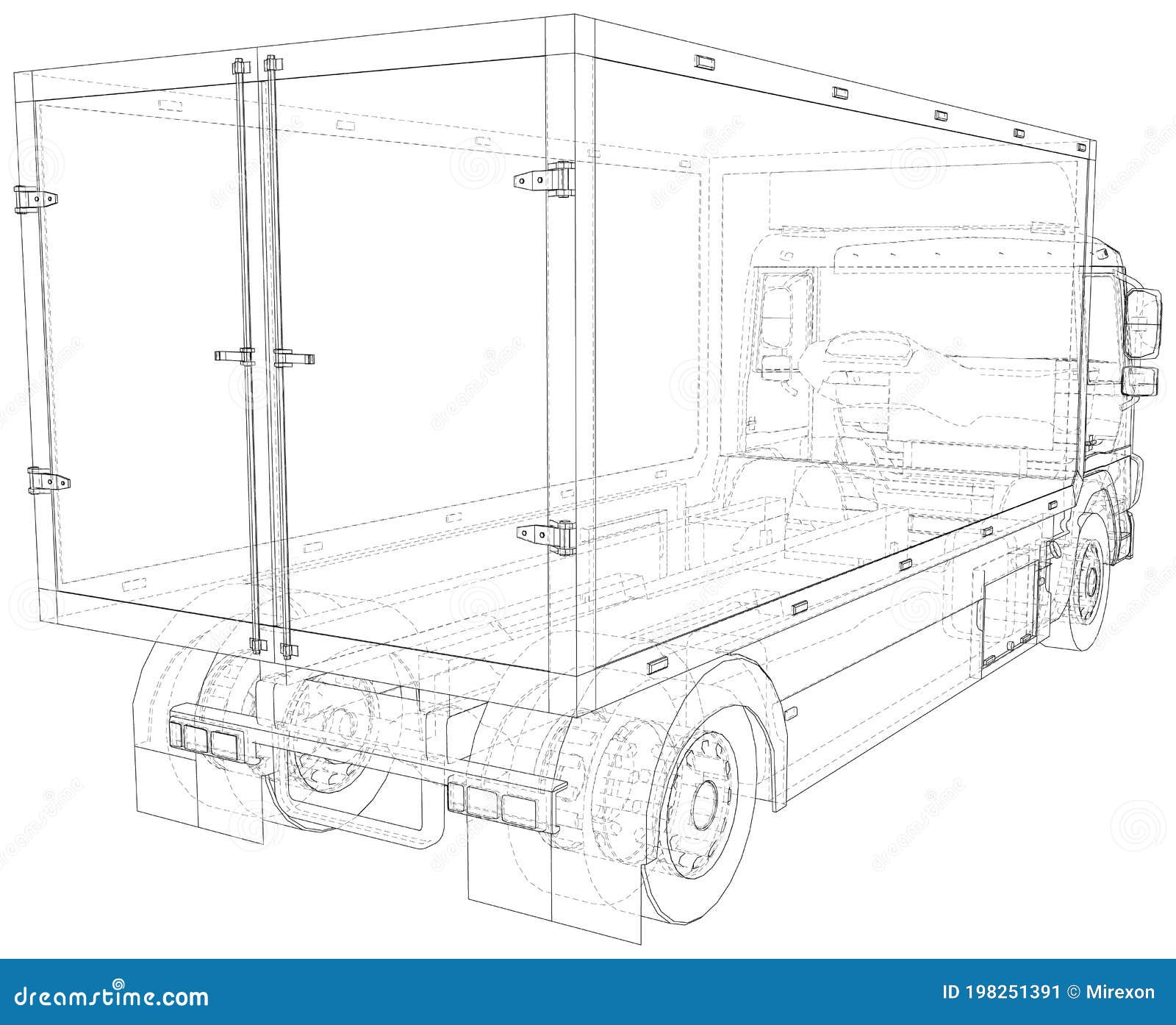 Commercial Cargo Van Vector. Isolated Wire-frame Truck Freight. Wire ...