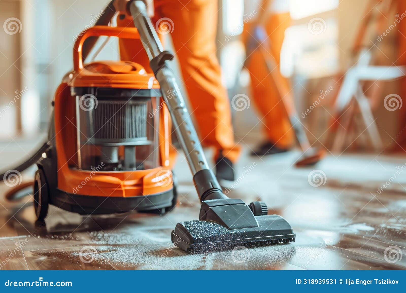 Cleaning Crew Team In International Airport. Clean And Check Inspector ...