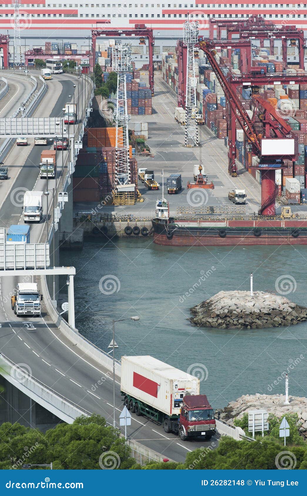 Commercial container port stock photo. Image of harbor - 26282148