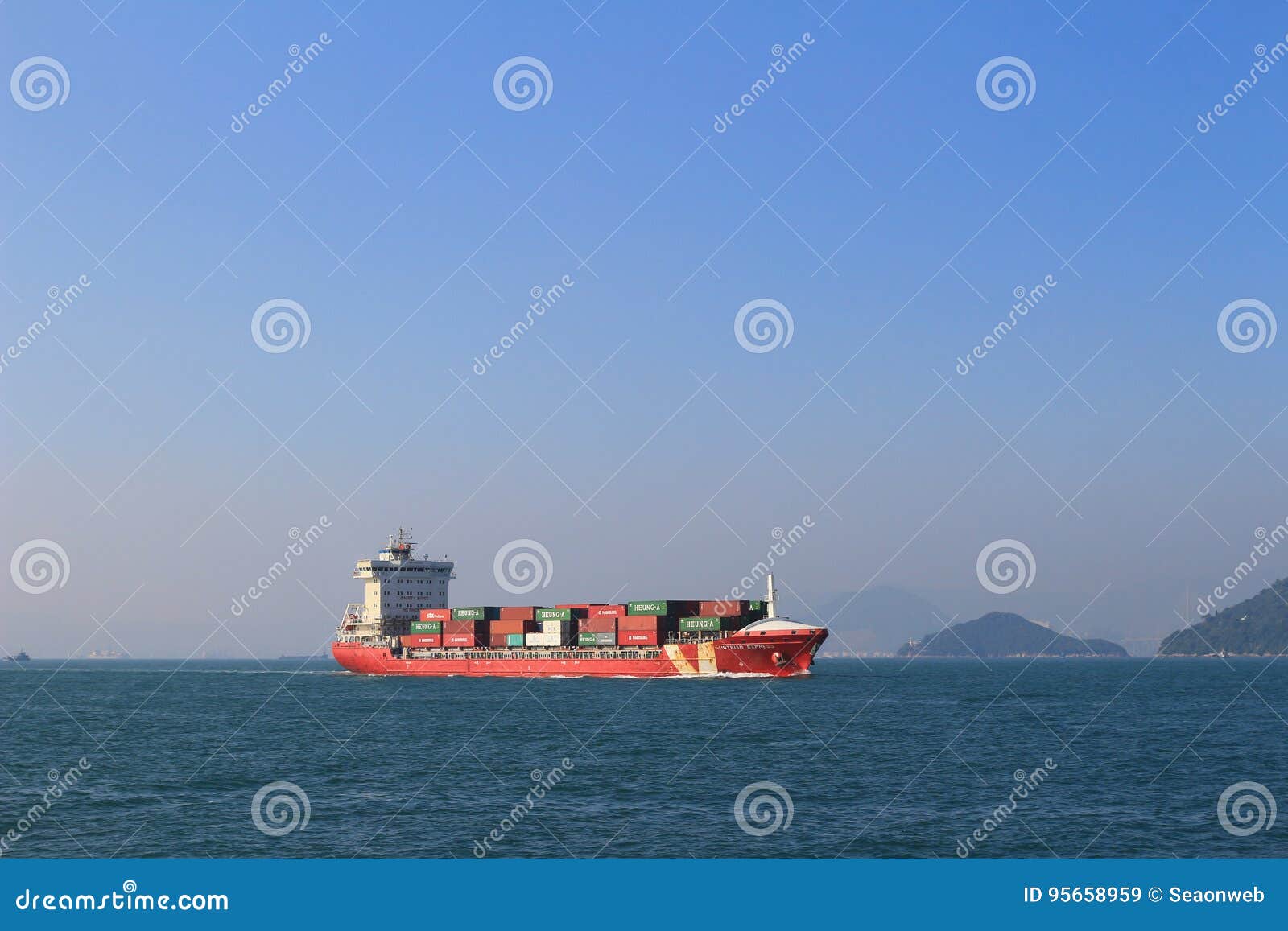 Commercial container ship editorial stock image. Image of freighter ...