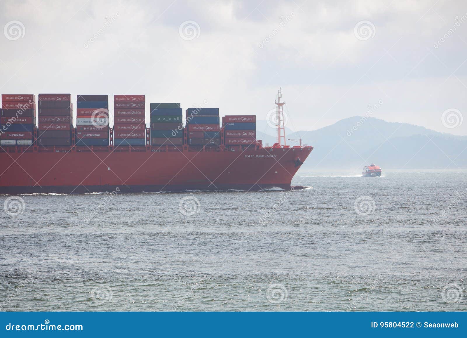 Commercial Container Ship with Dramatic Sky Hk Editorial Photography ...