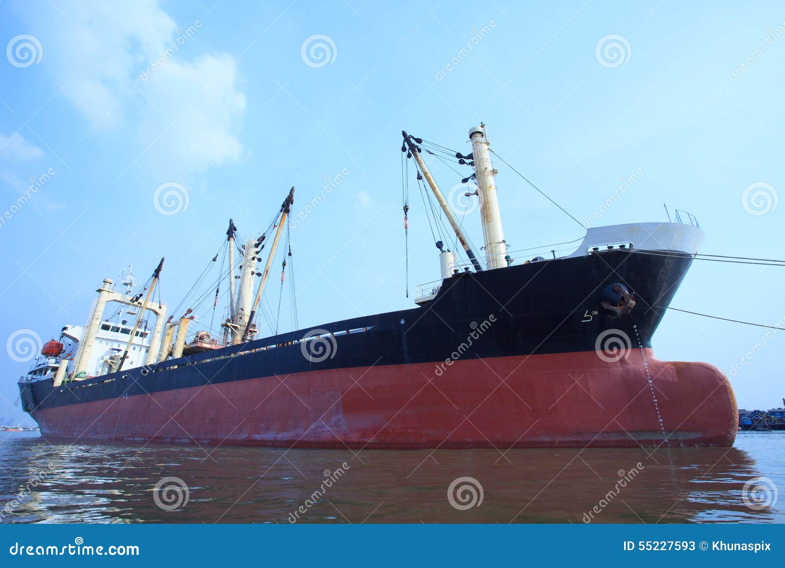 Commercial Container Ship Floating on River Port Use for Import Stock ...