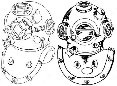 Commercial dive helmets stock illustration. Illustration of dive - 5245672