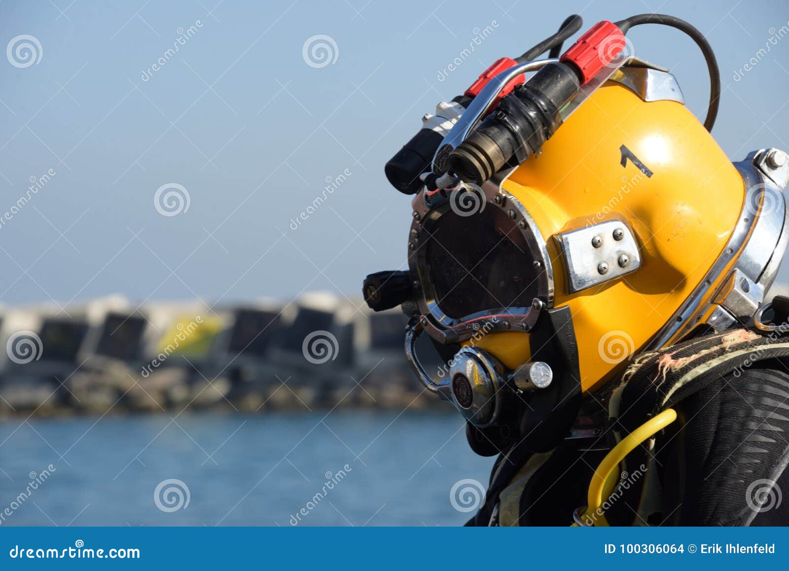 Commercial diving stock photo. Image of yellow, blue - 100306064
