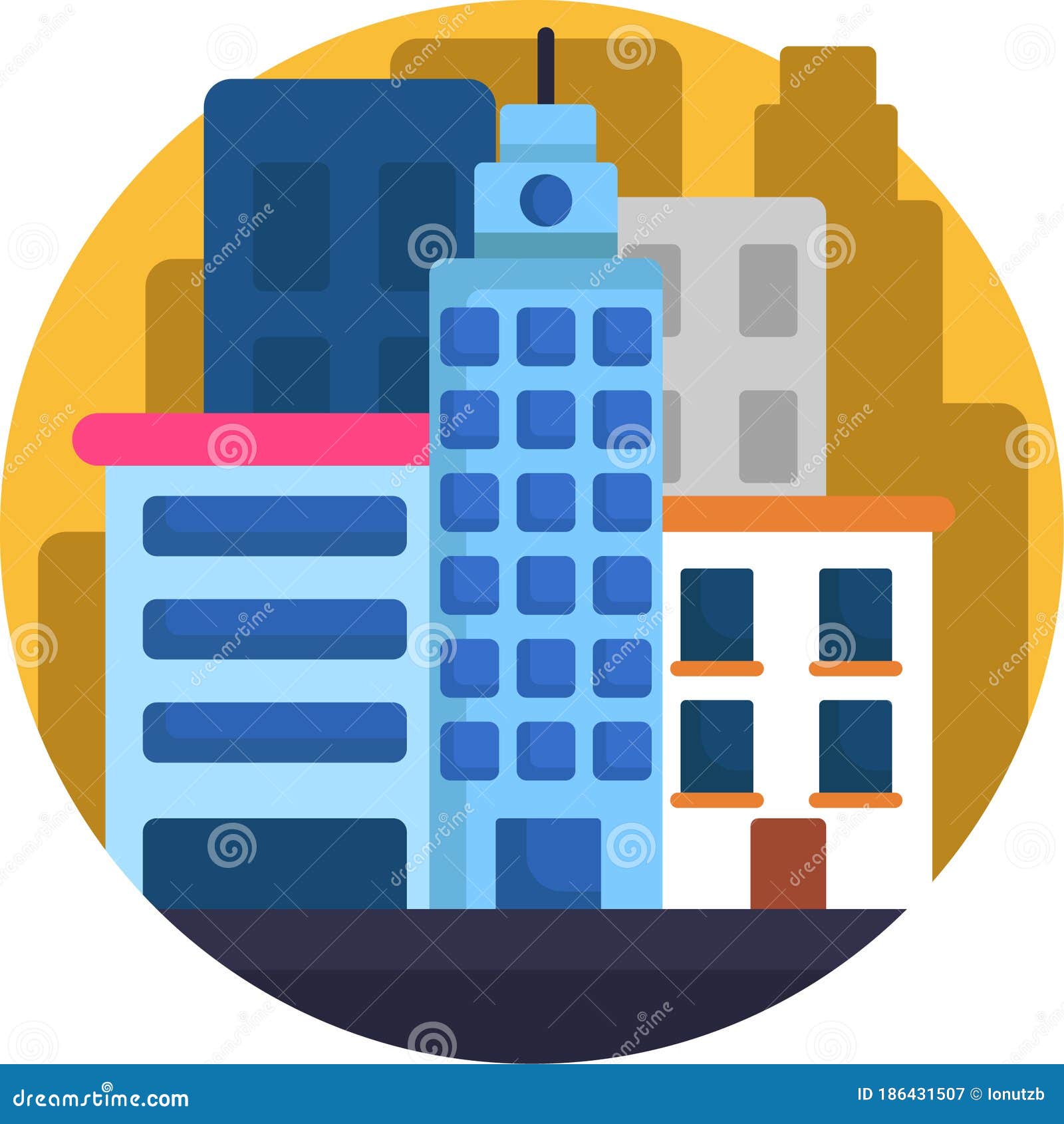 Commercial Downtown Area Icon Stock Vector - Illustration of ...