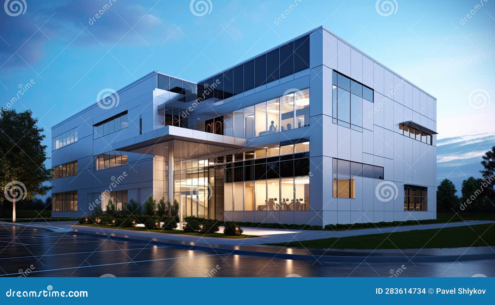 Commercial Facility, Modern R an D Building, Office Stock Illustration ...