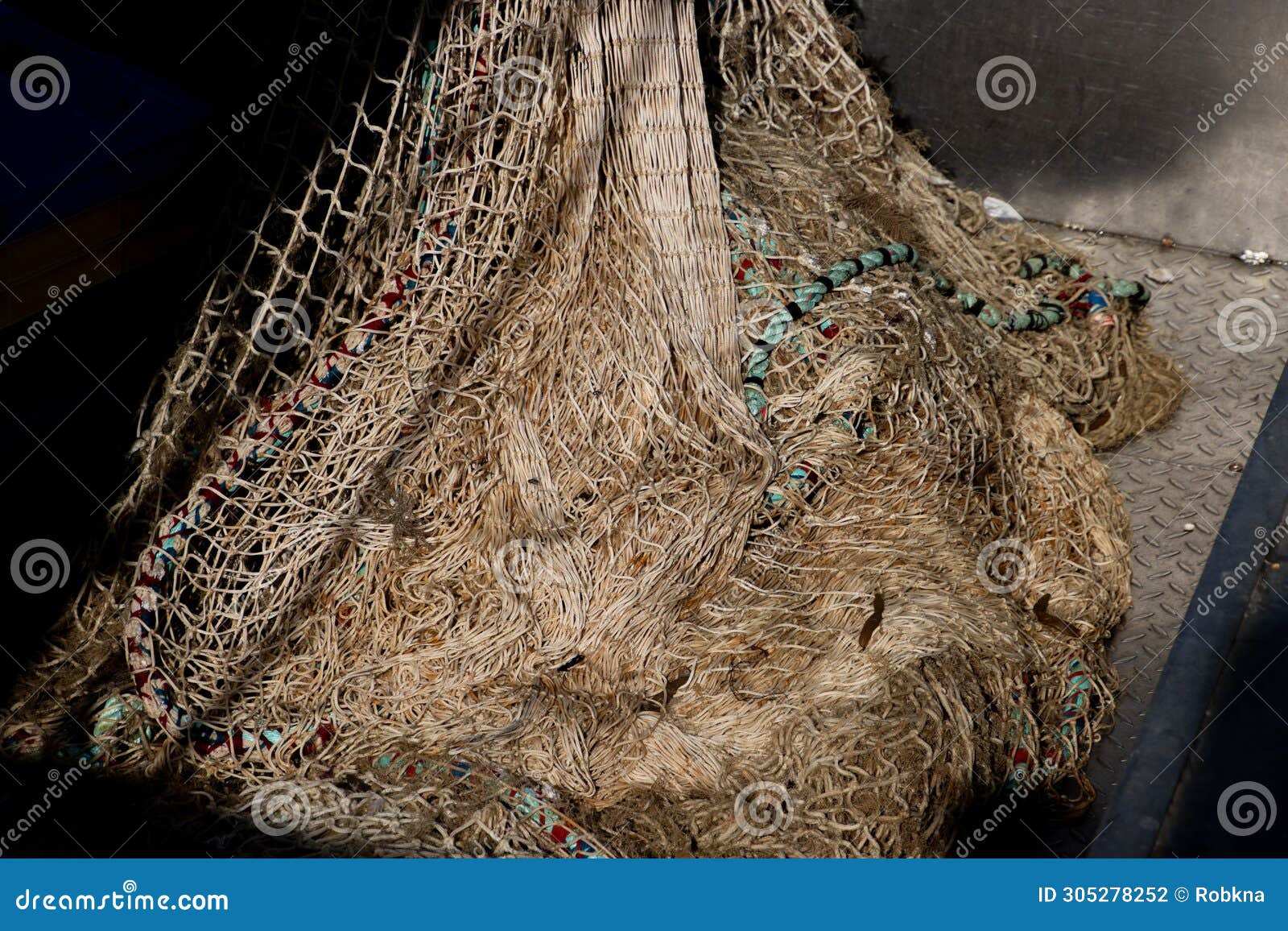 Commercial Fishing Net on a Boat Stock Photo - Image of commercial ...