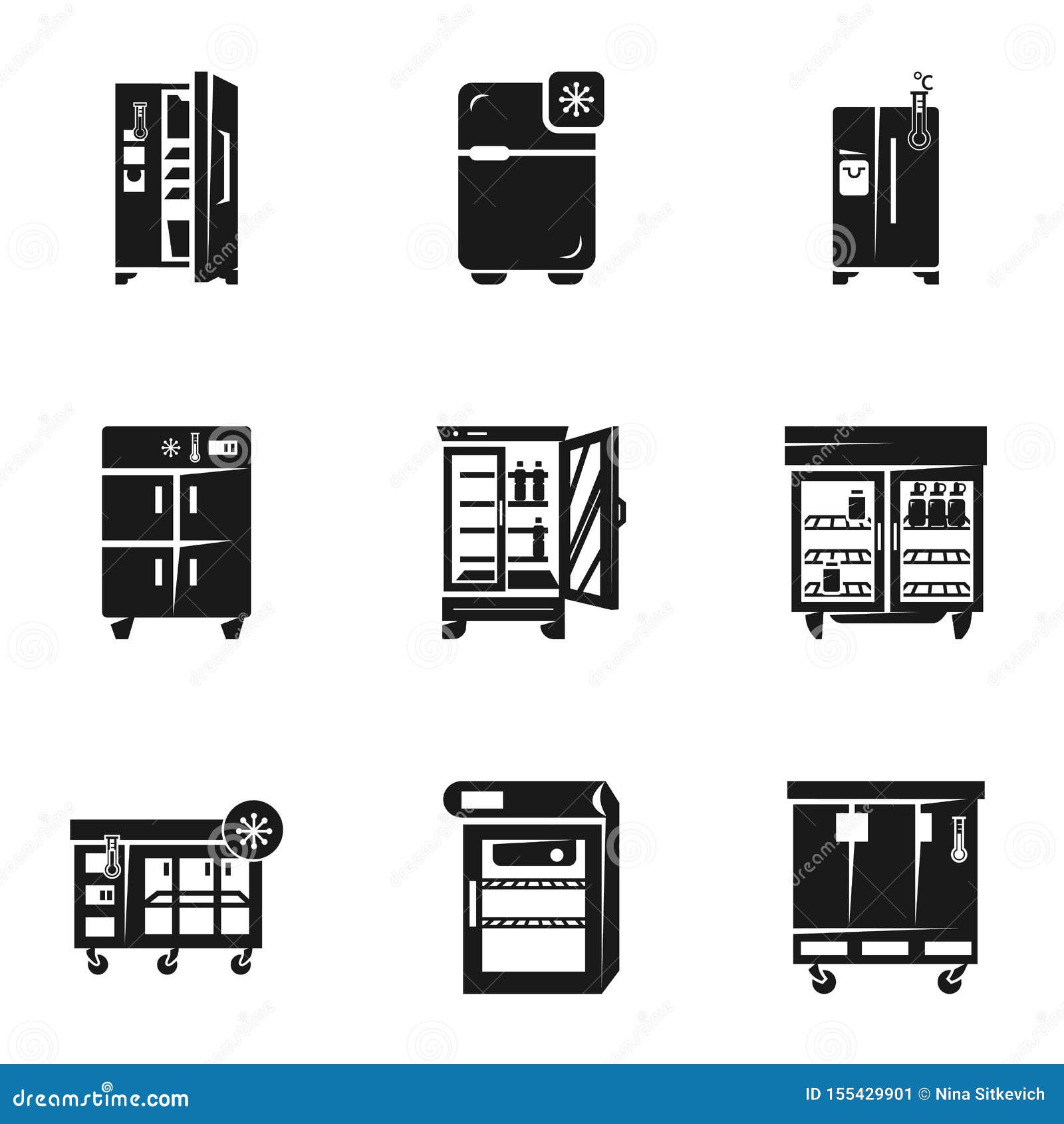 Commercial Fridge Icon Set, Simple Style Stock Vector - Illustration of ...