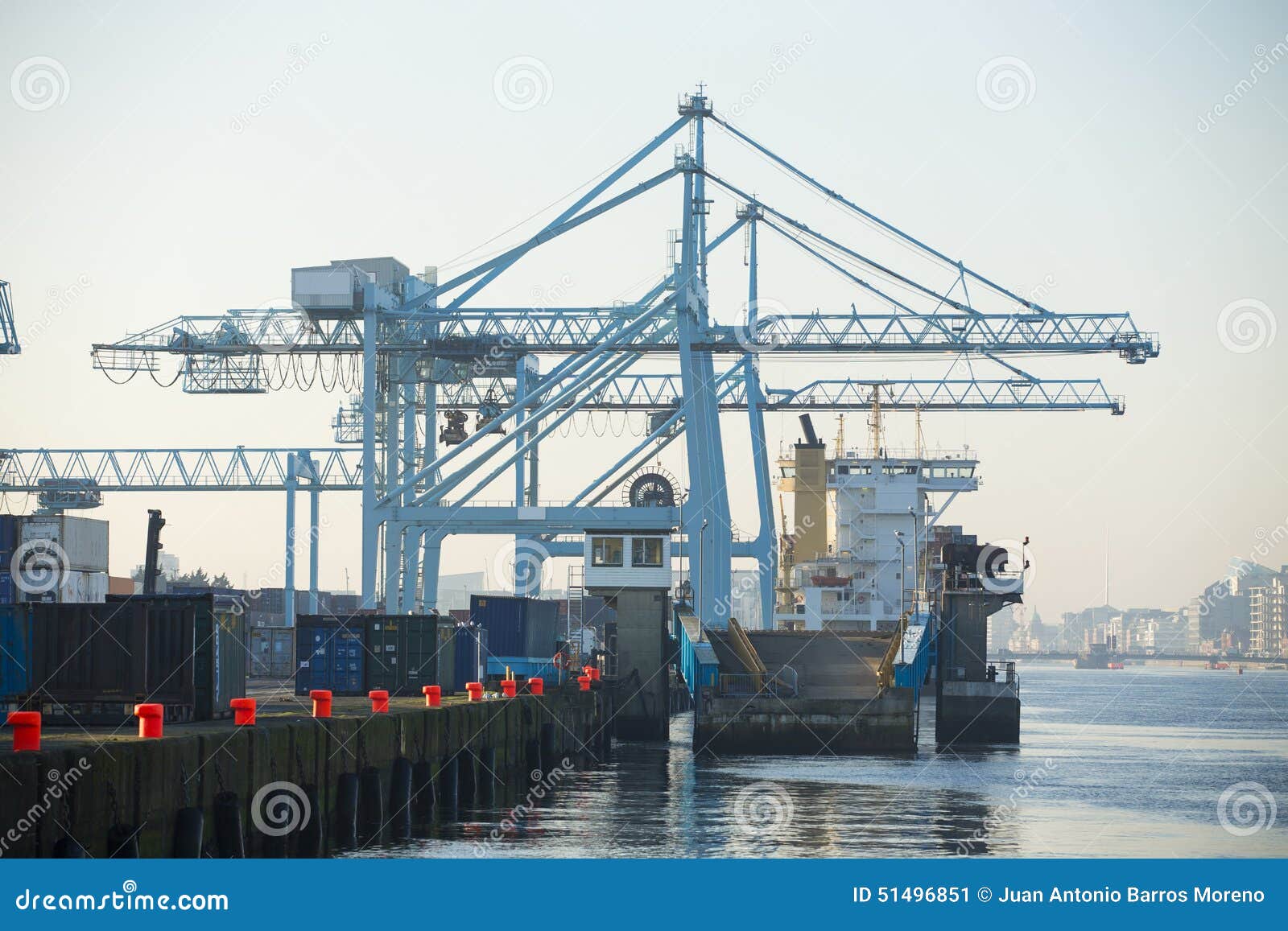 Commercial Harbor with Industrial Cranes Editorial Photo - Image of ...
