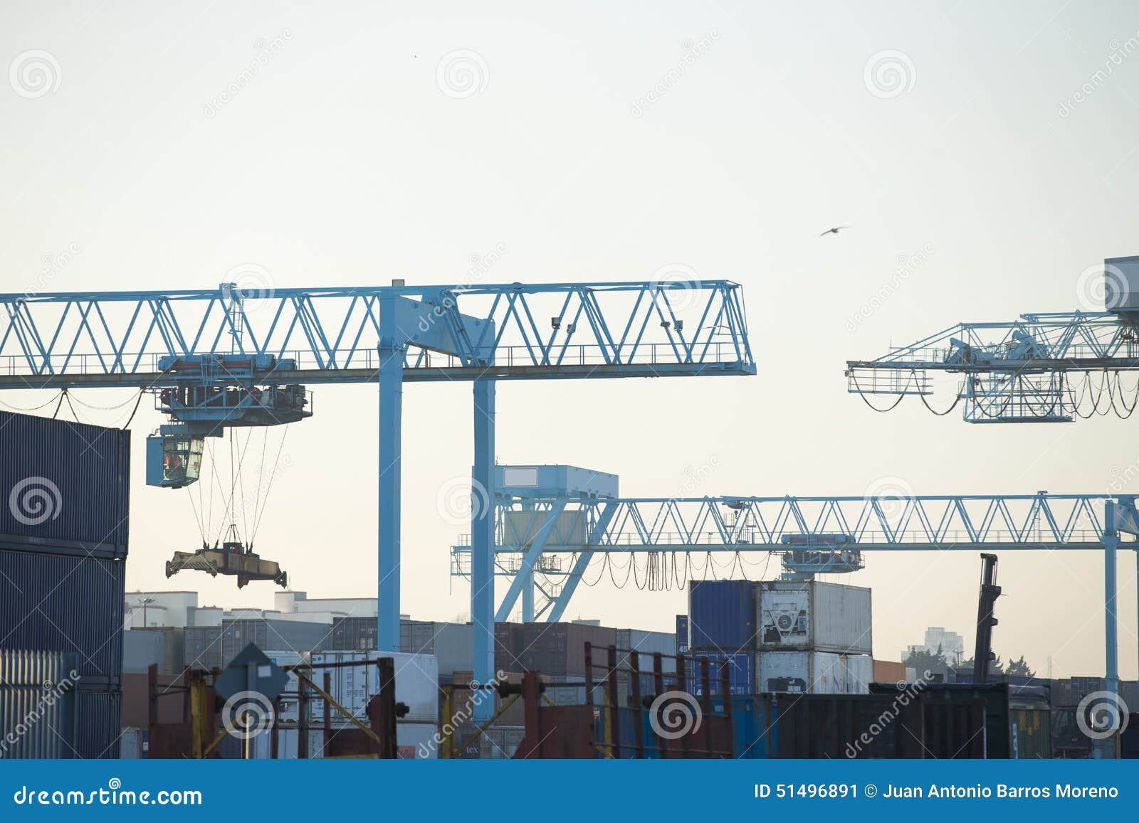 Commercial Harbor with Industrial Cranes Editorial Photo - Image of ...
