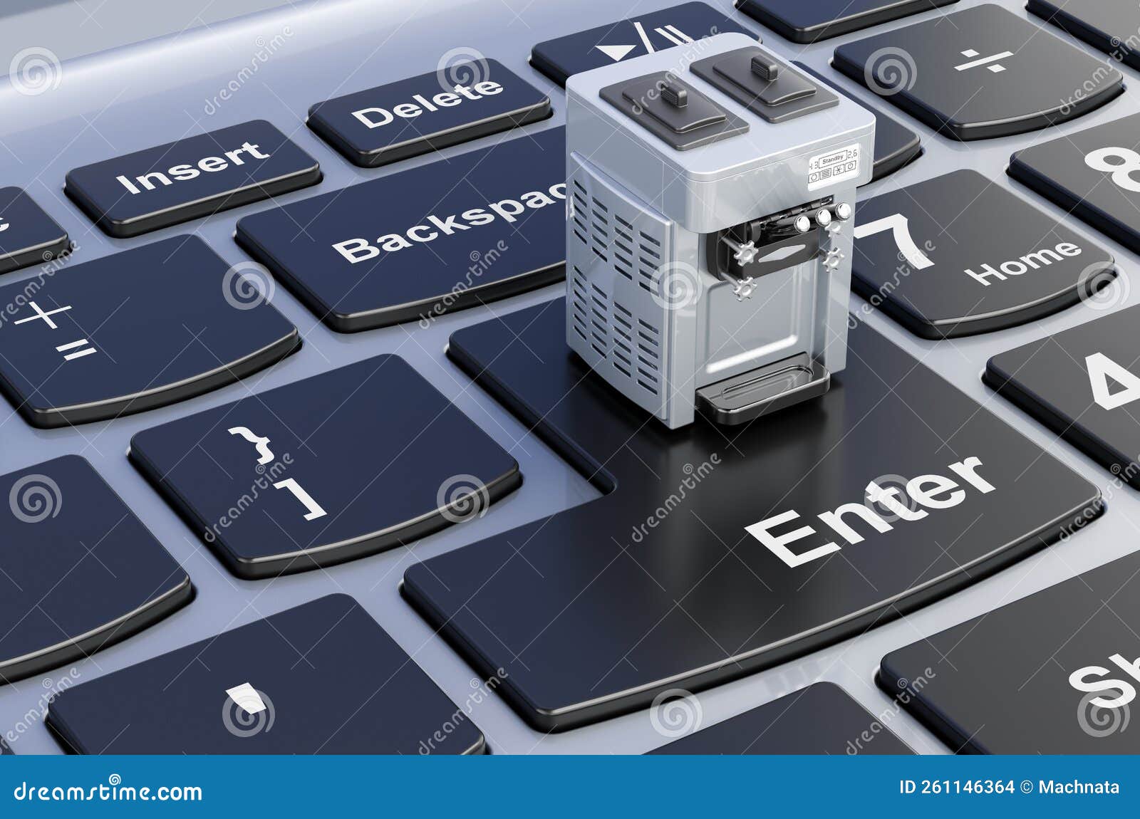 Commercial Ice Cream Machine on Computer Keyboard, 3D Rendering Stock ...