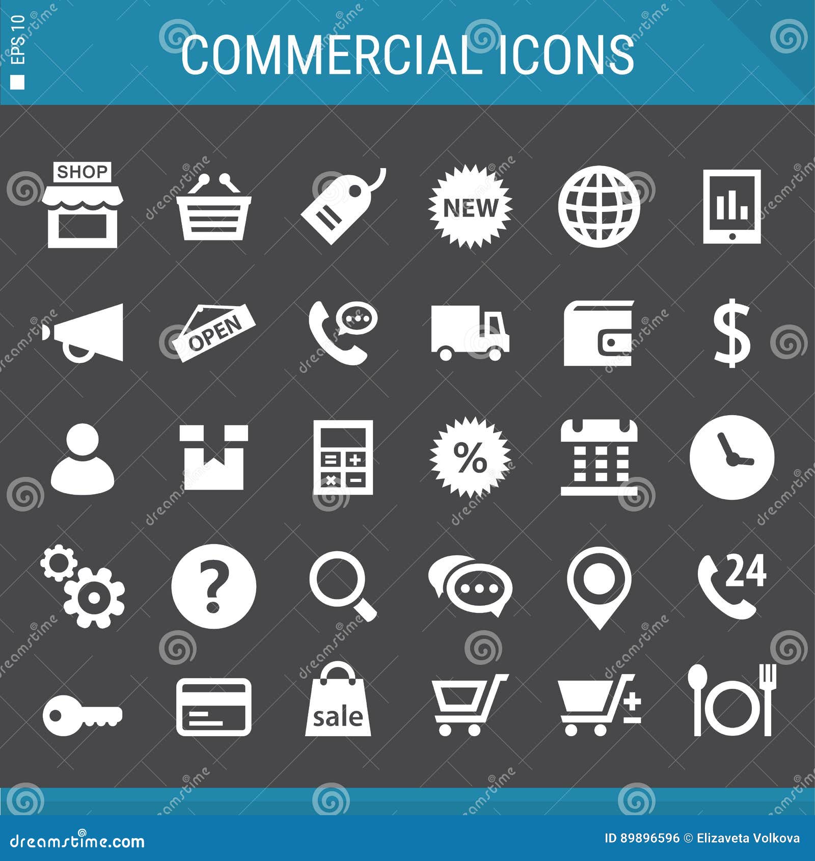 Commercial Icons Collection Stock Vector - Illustration of growth ...