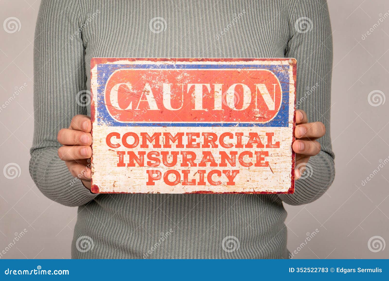 COMMERCIAL INSURANCE POLICY. Caution Sign with Text Stock Image - Image ...