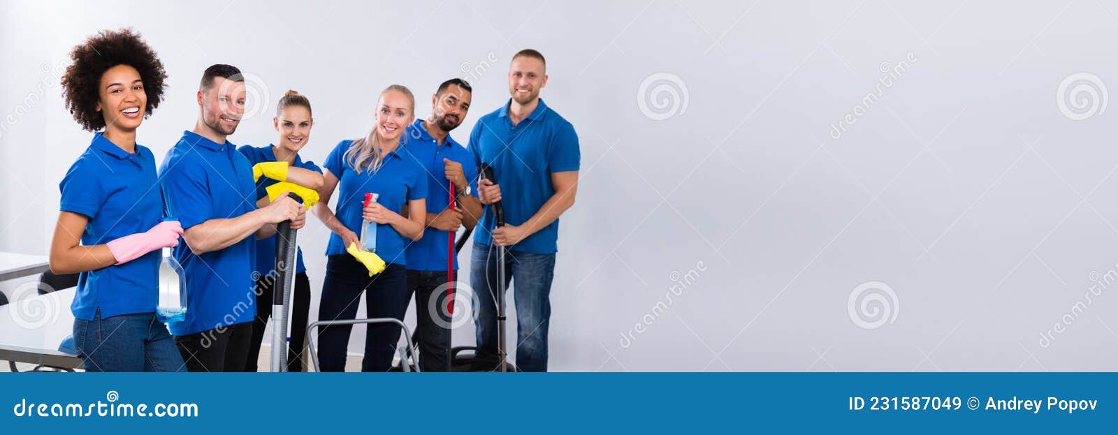 Commercial Janitor Cleaning Service. Diverse Group Stock Image - Image ...