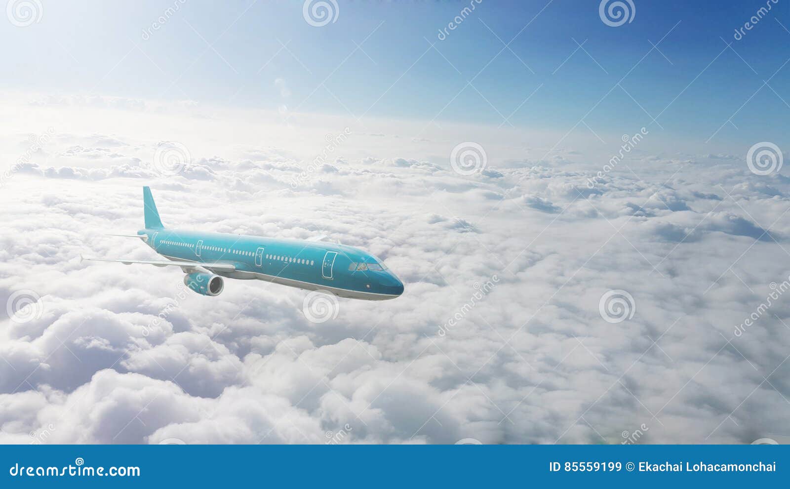 Commercial Jet Flying Over Clouds Stock Image - Image of commercial ...
