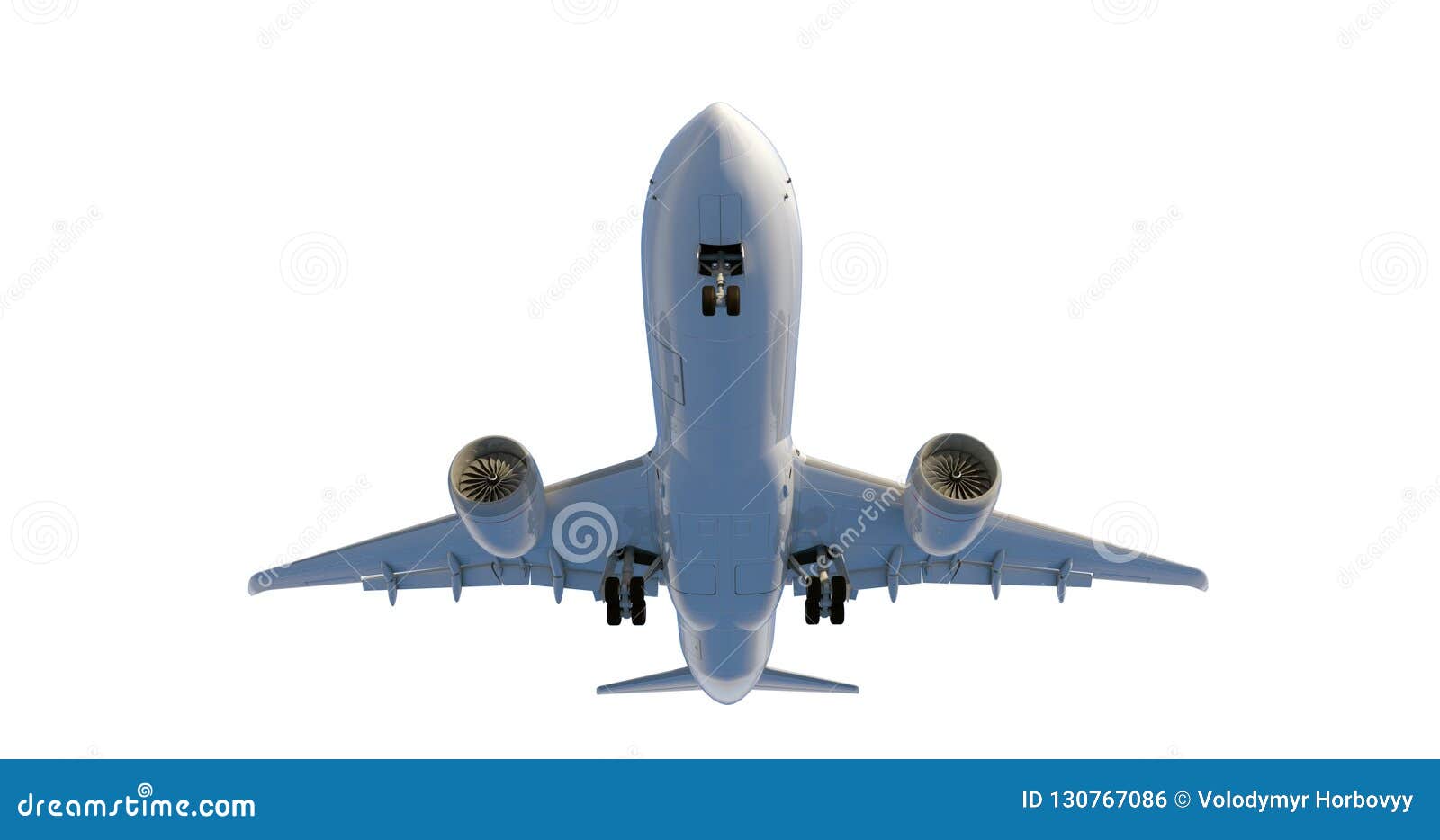 Commercial Jet Plane. 3D Render. Bottom Front View Stock Illustration ...
