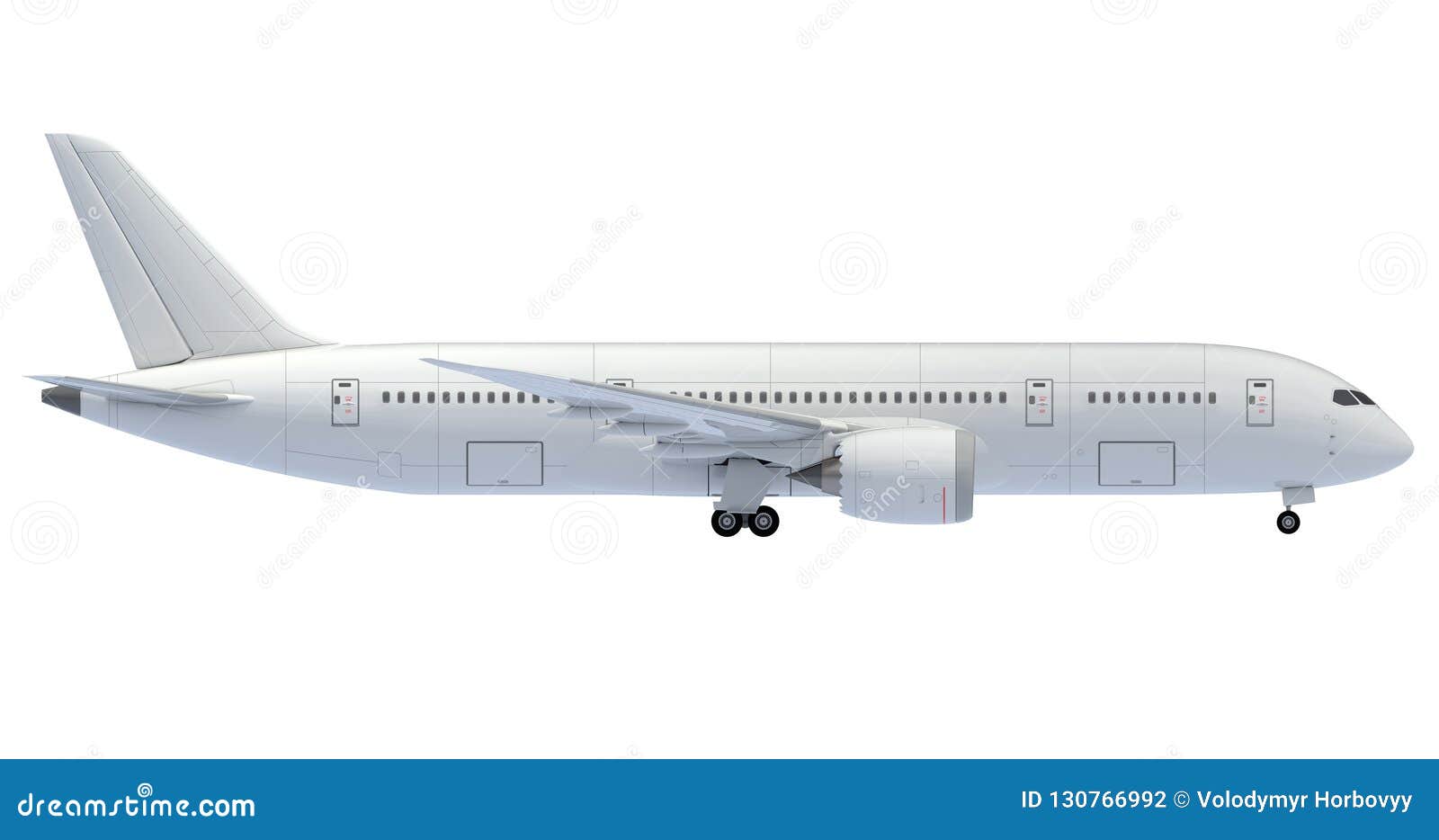 Commercial Jet Plane 3d Render Right Side View Stock Illustration