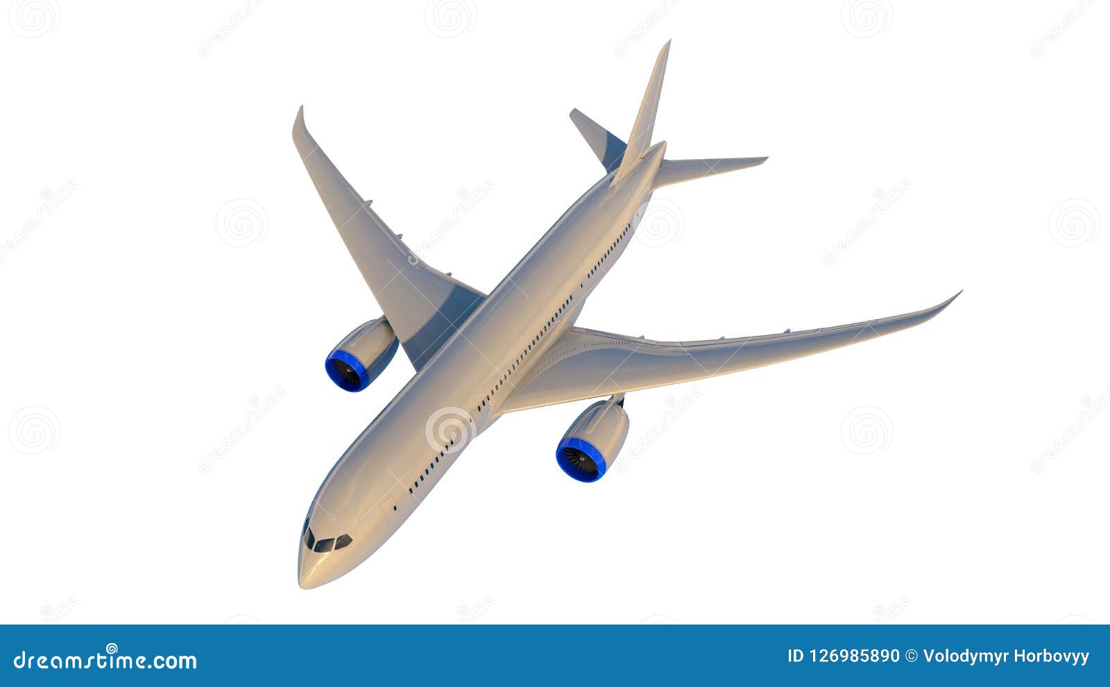 Commercial Jet Plane. 3D Render. Top View Side View Stock Illustration ...