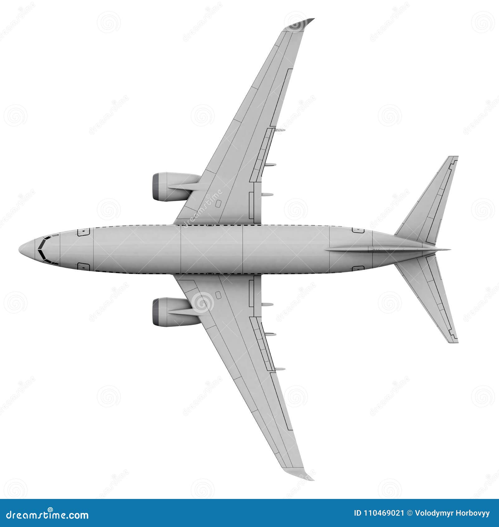Commercial Jet Plane. 3D Render. View from the Top Stock Illustration ...