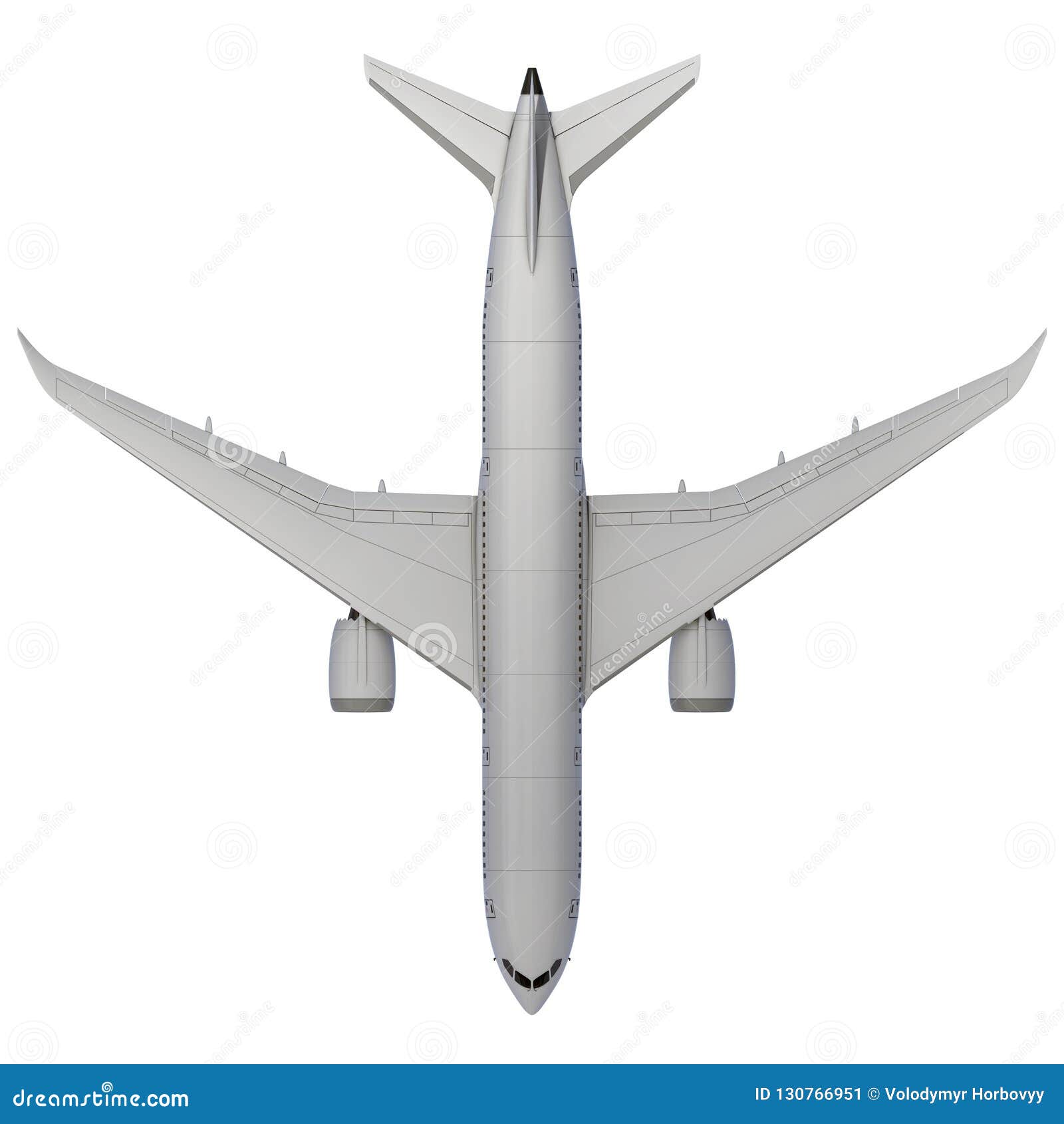 Commercial Jet Plane. 3D Render. View from the Top Stock Illustration ...