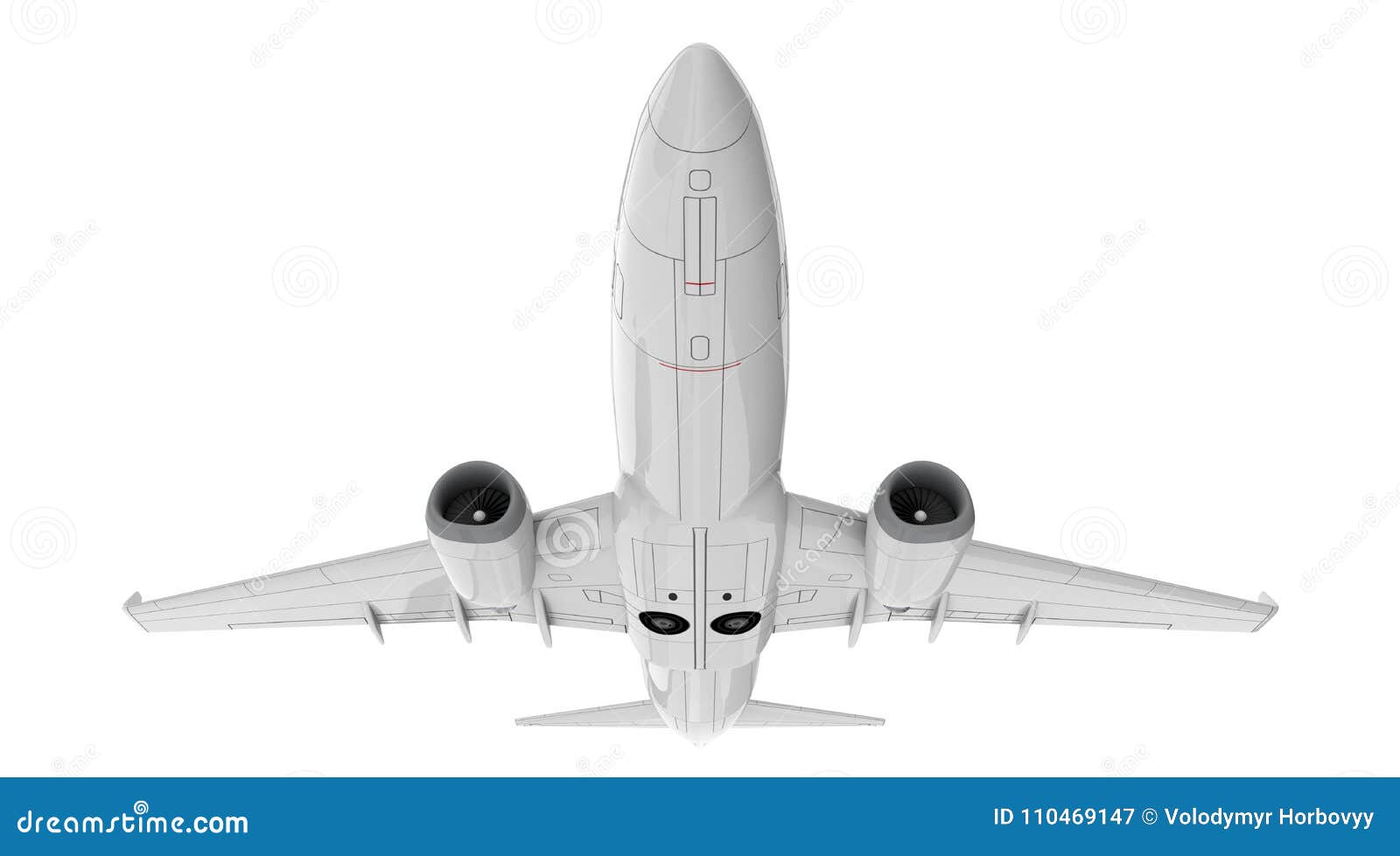 Commercial Jet Plane. 3D Render. Bottom Front View Stock Illustration ...