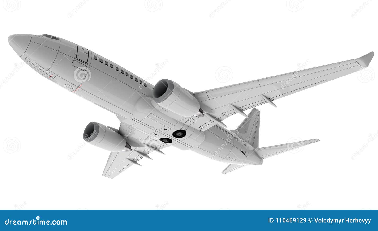 Commercial Jet Plane. 3D Render. Bottom View Side View Stock ...