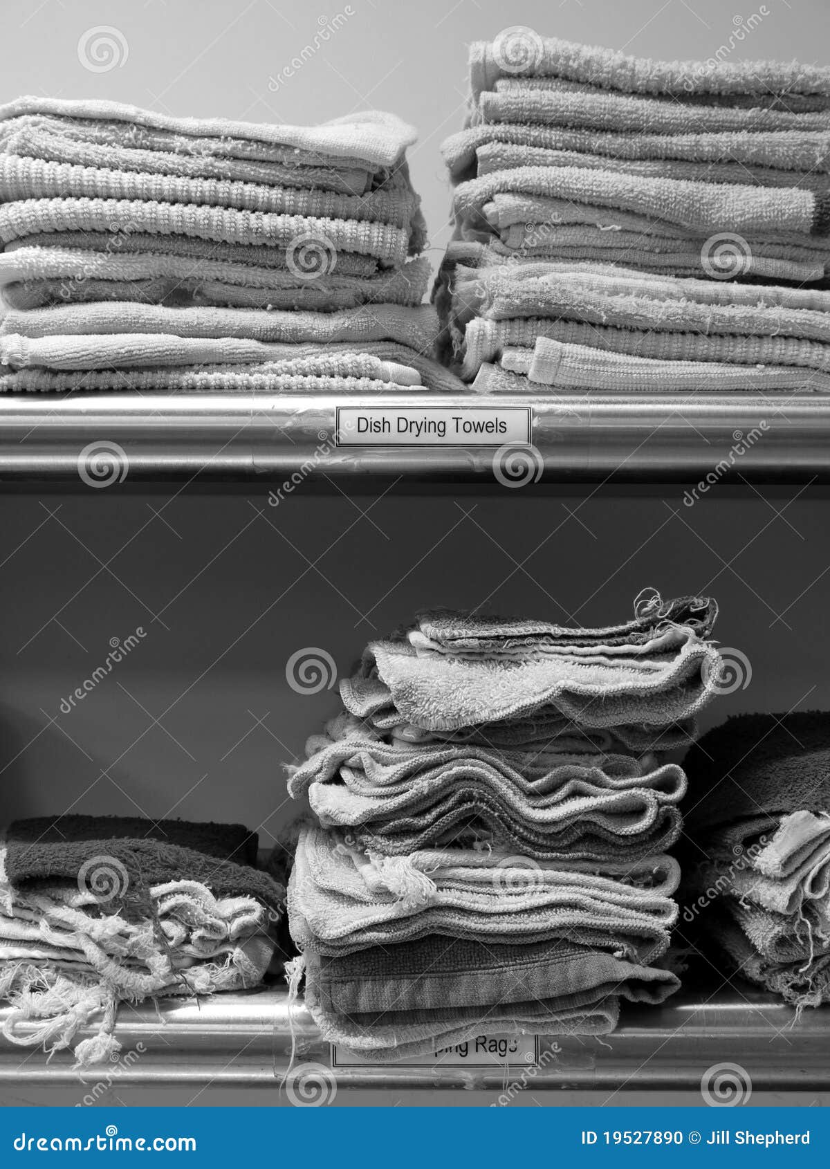 Commercial Kitchen: Dish Drying Towels Stock Photo - Image of ...