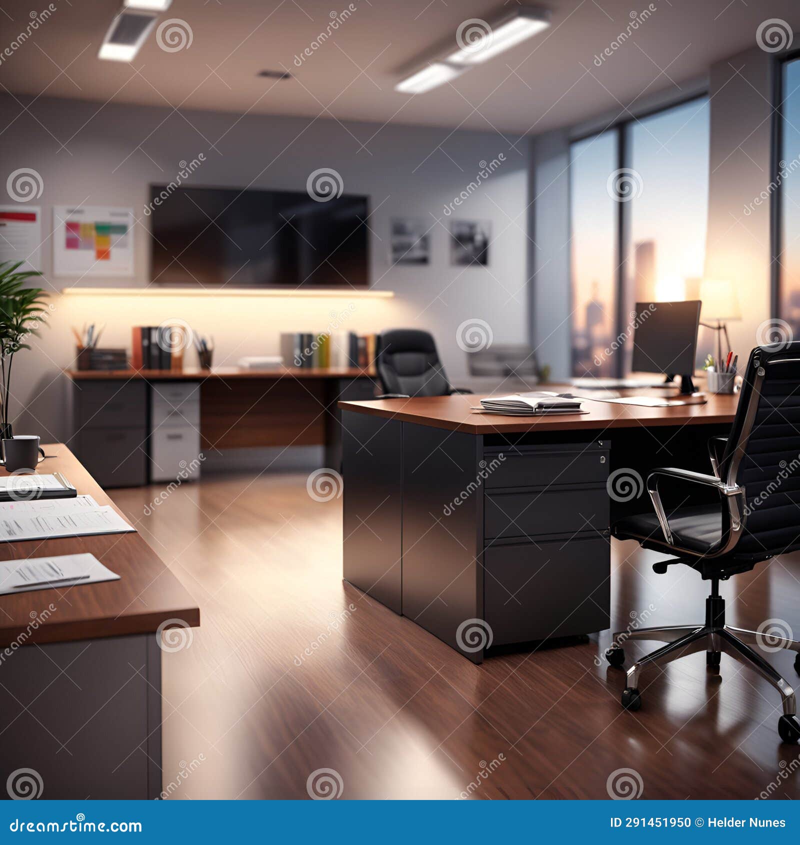 Commercial Office Concept with Tables for Developing Work and Closing ...