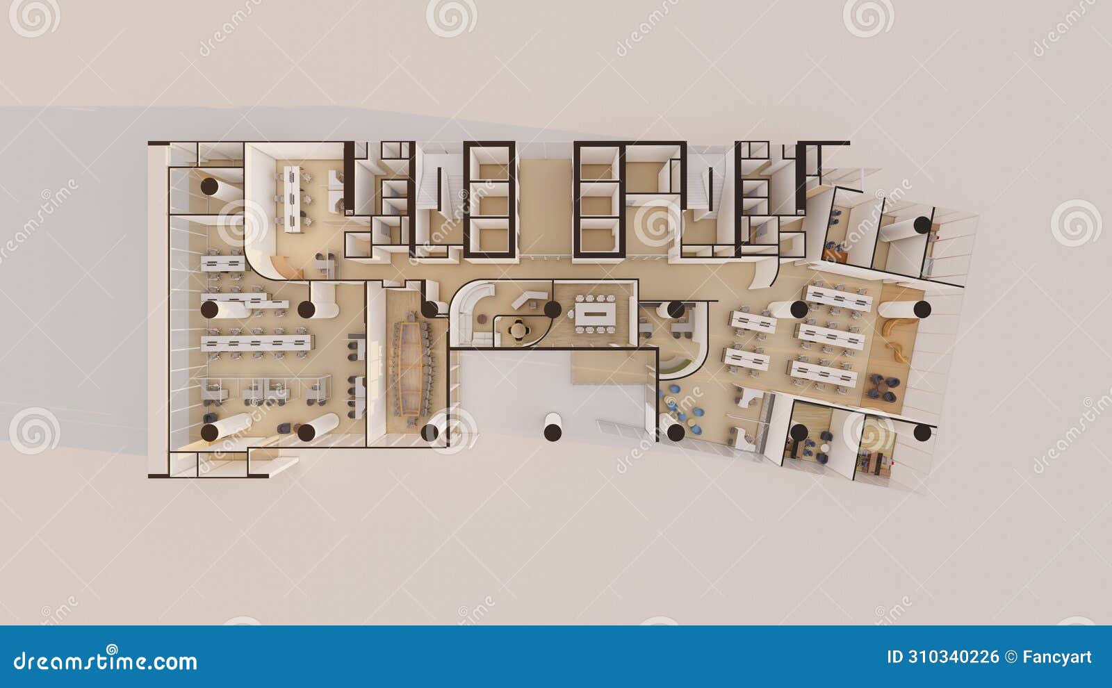 Commercial Office Space Isometric Interior Design 3d Render Stock ...