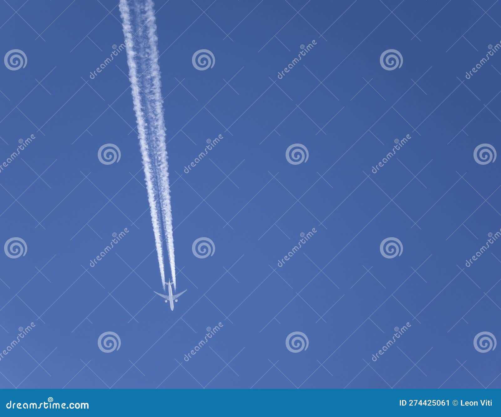 Commercial Plane Flying Against Blue Sky Stock Image - Image of trip ...