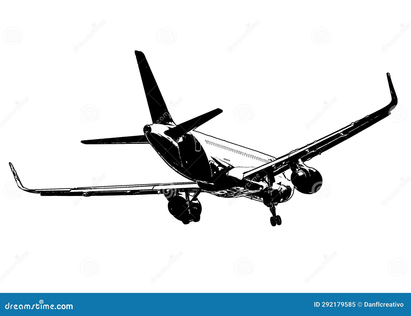 Commercial Plane Flying Back View Isolated Graphic Stock Image - Image ...