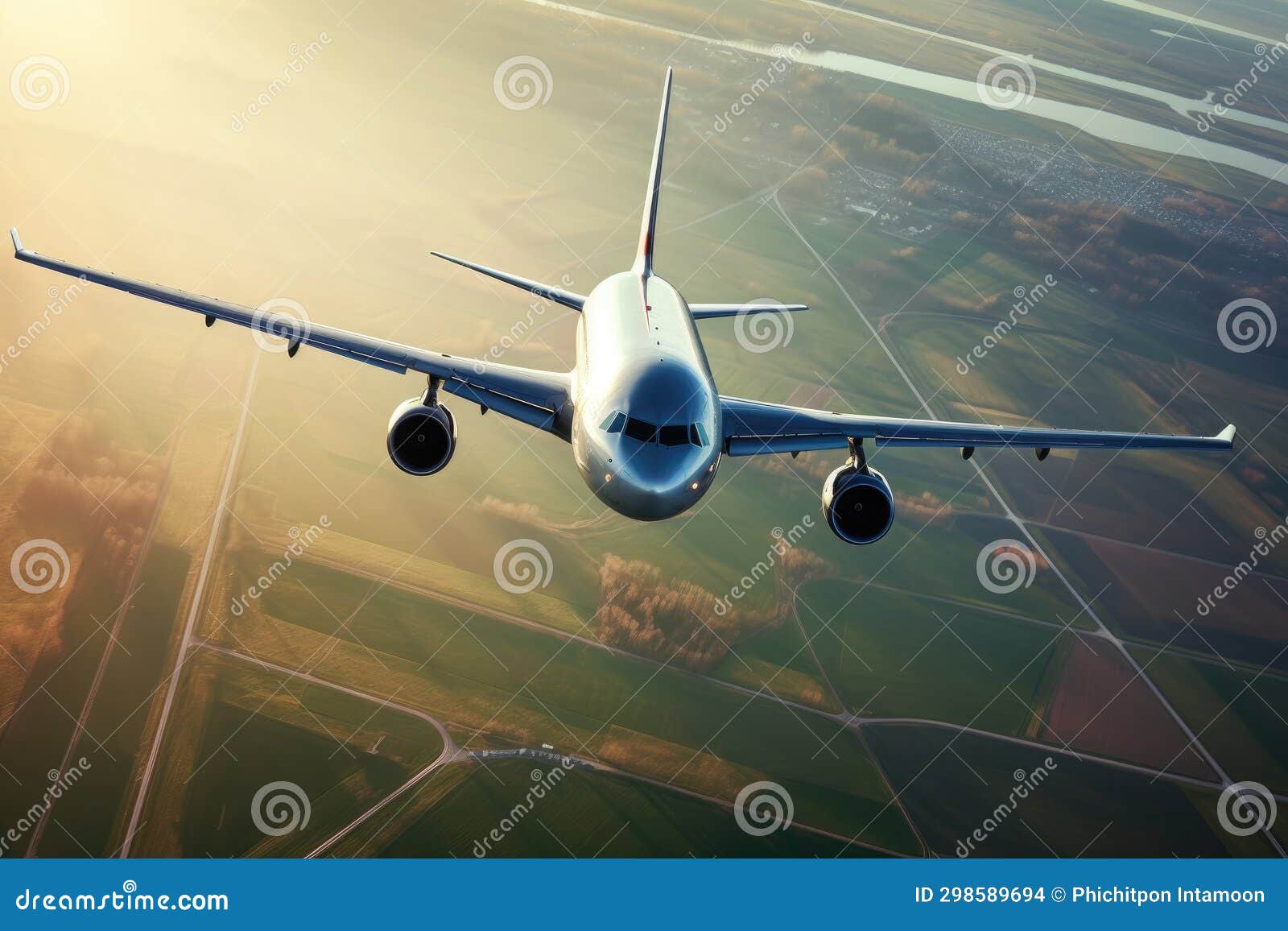 Commercial Plane Flying on the Sky. Generative AI Stock Illustration ...