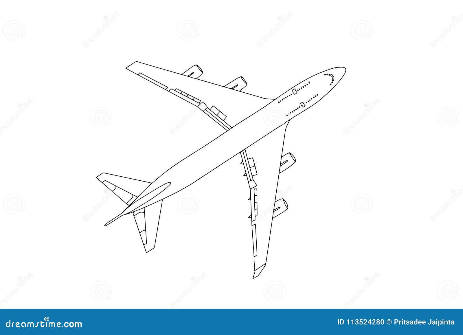 Commercial Plane Outline Flying in the Sky. Vector Stock Illustration ...