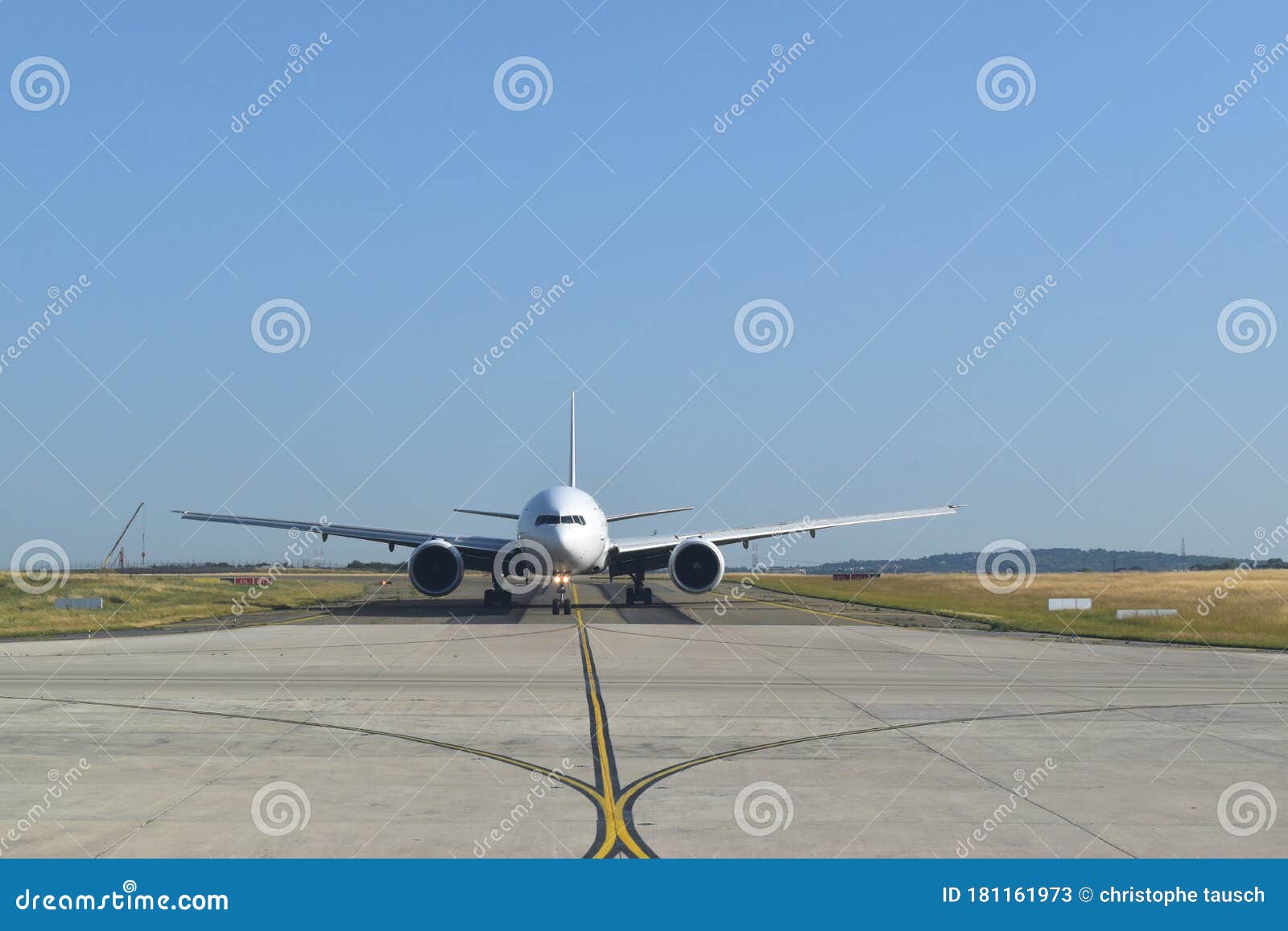 Commercial Plane Ready To Take-off, Front View. Aviation Industry ...