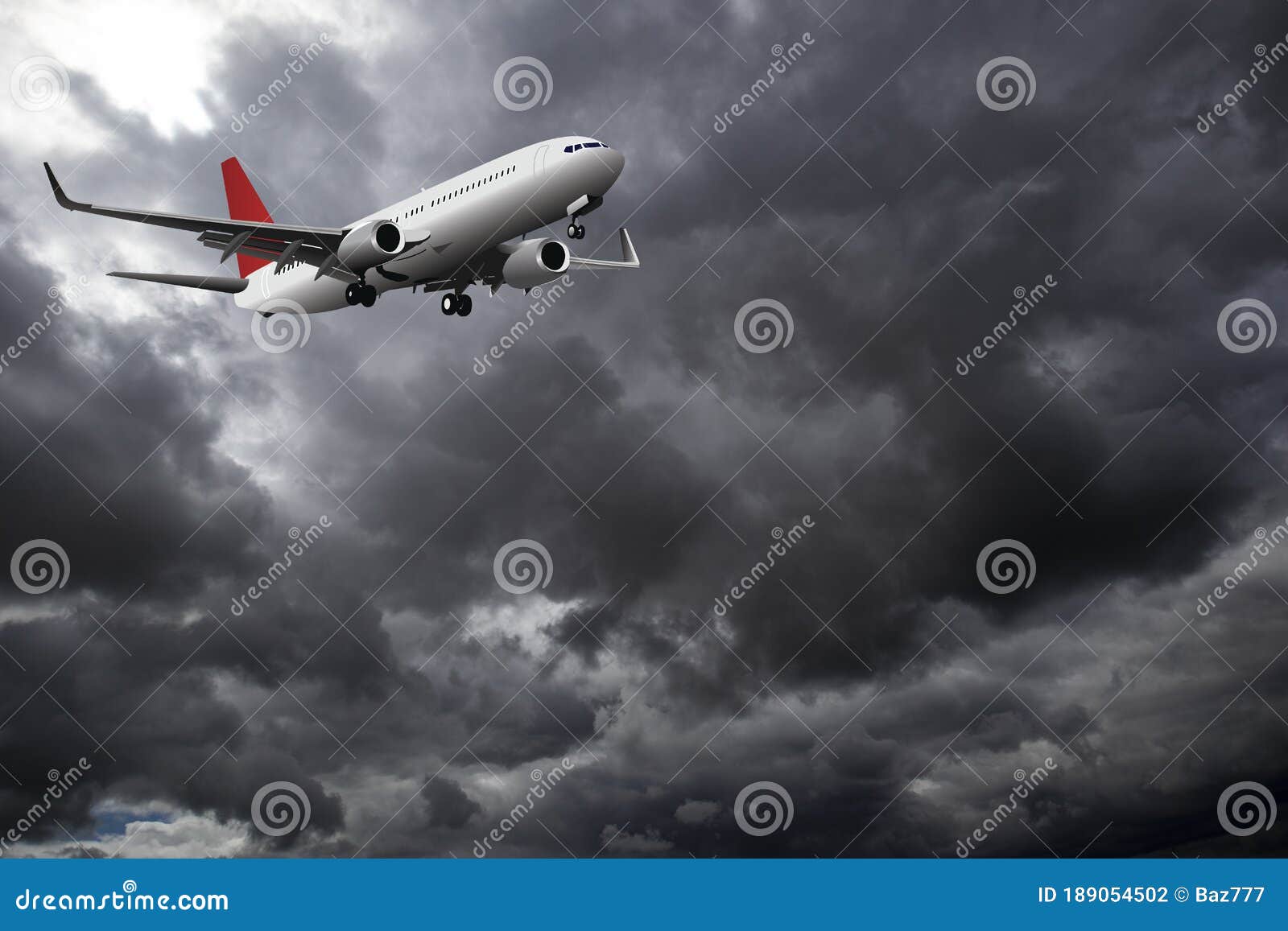 Commercial plane storm stock photo. Image of artwork - 189054502