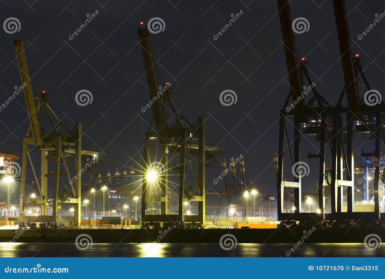 Commercial port at night stock photo. Image of container - 10721670