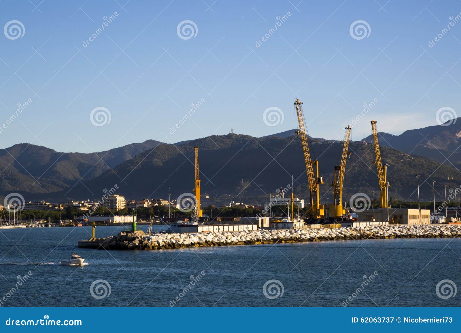 Commercial port stock image. Image of project, yellow - 62063737