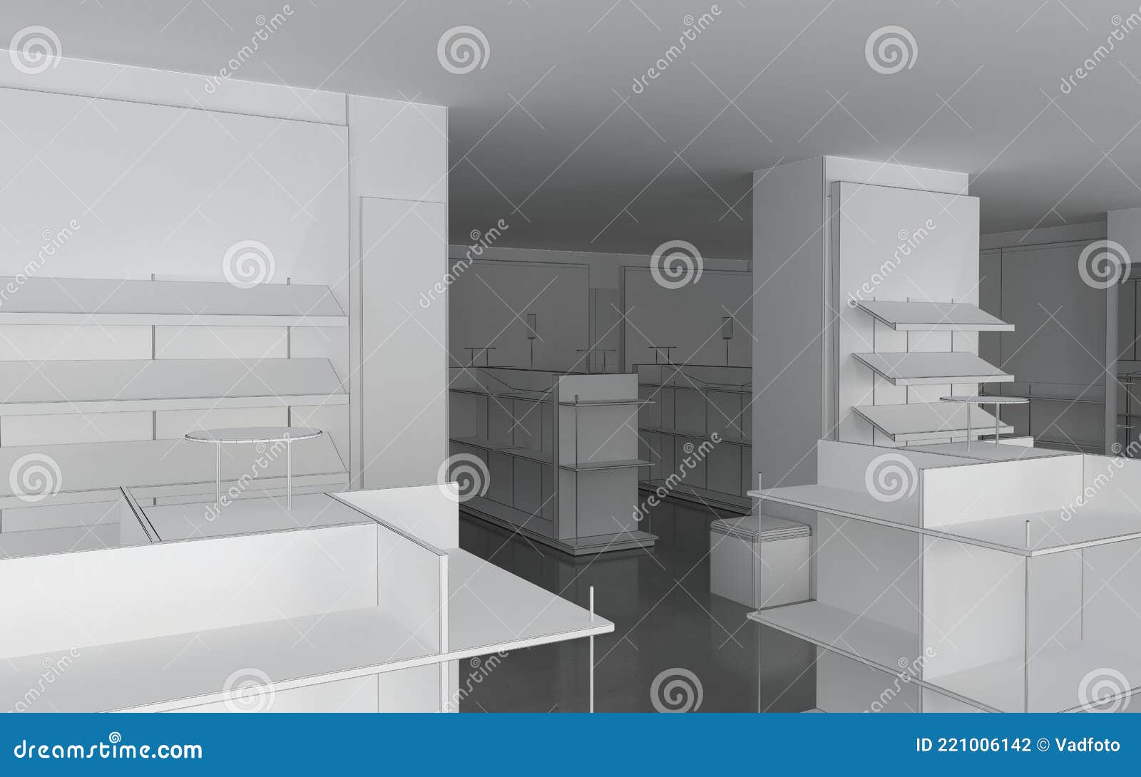 Commercial Premises, Shop, Interior Visualization, 3D Illustration ...