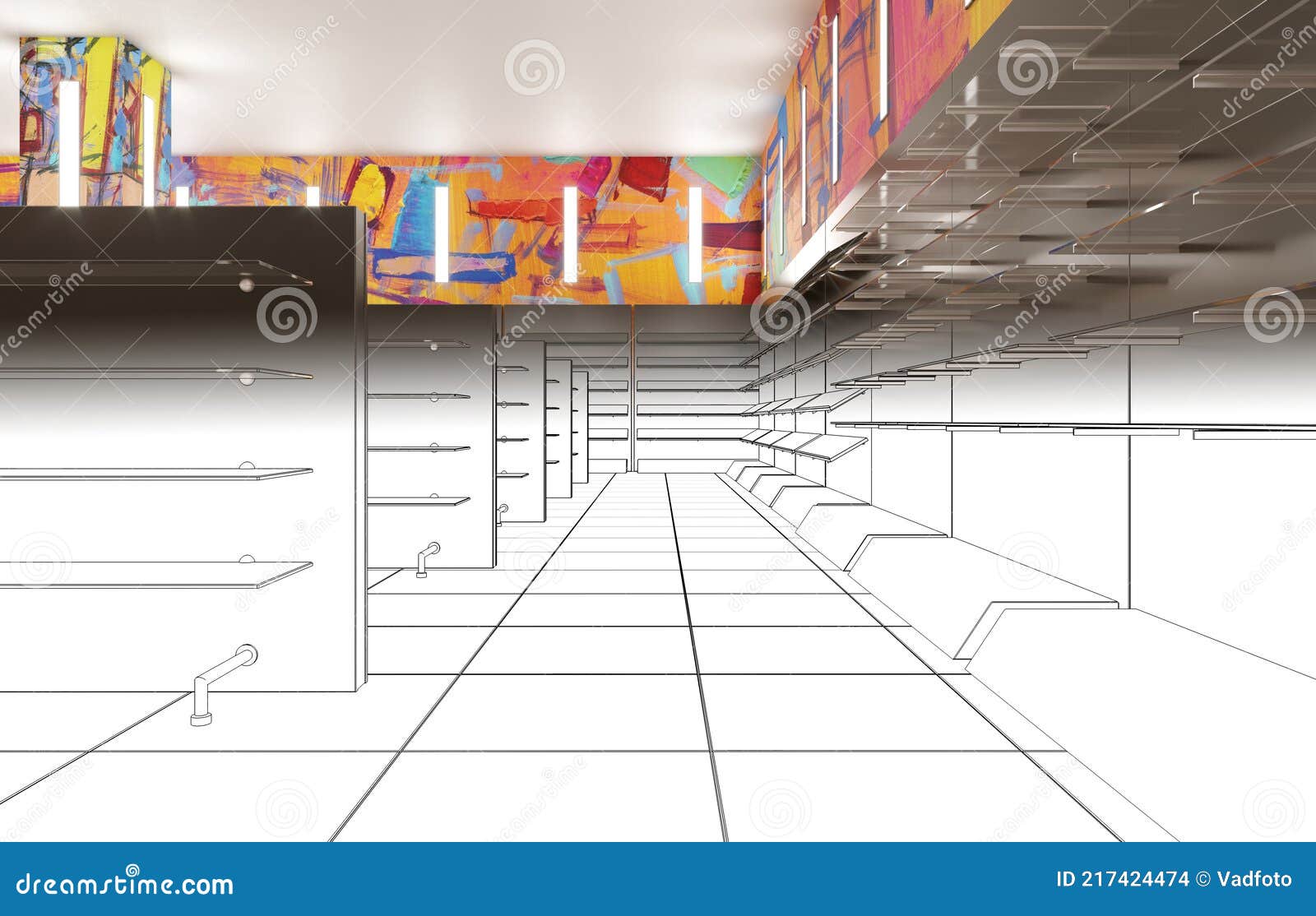 Commercial Premises, Shop, Interior Visualization, 3D Illustration ...