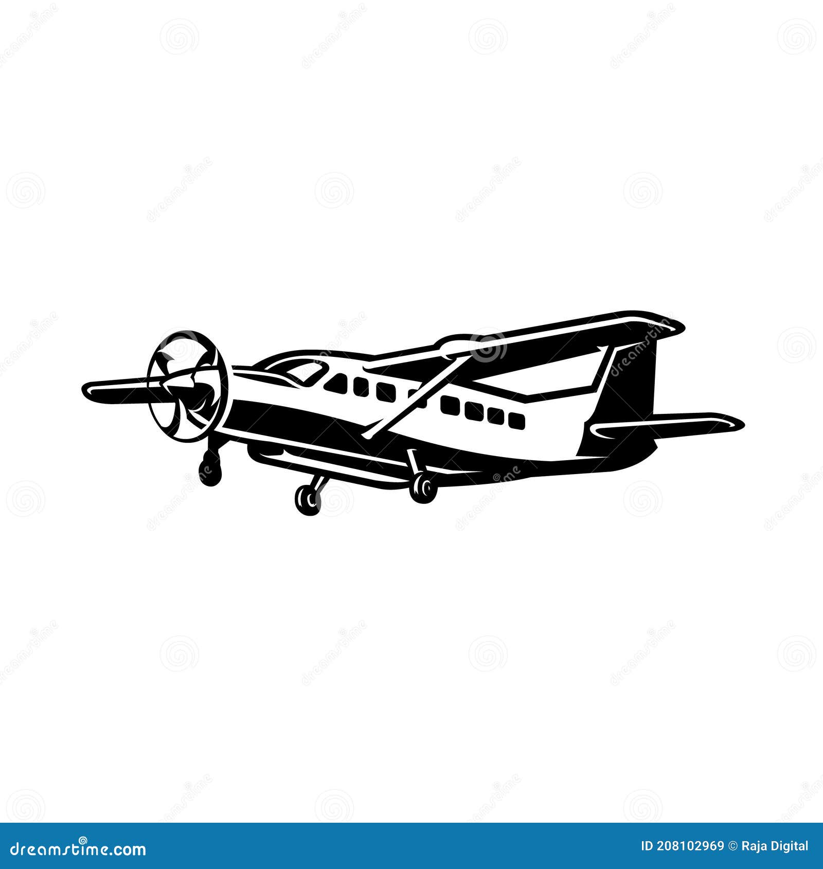 Commercial Private Plane, Propeller Charter Plane, Small Plane Vector ...